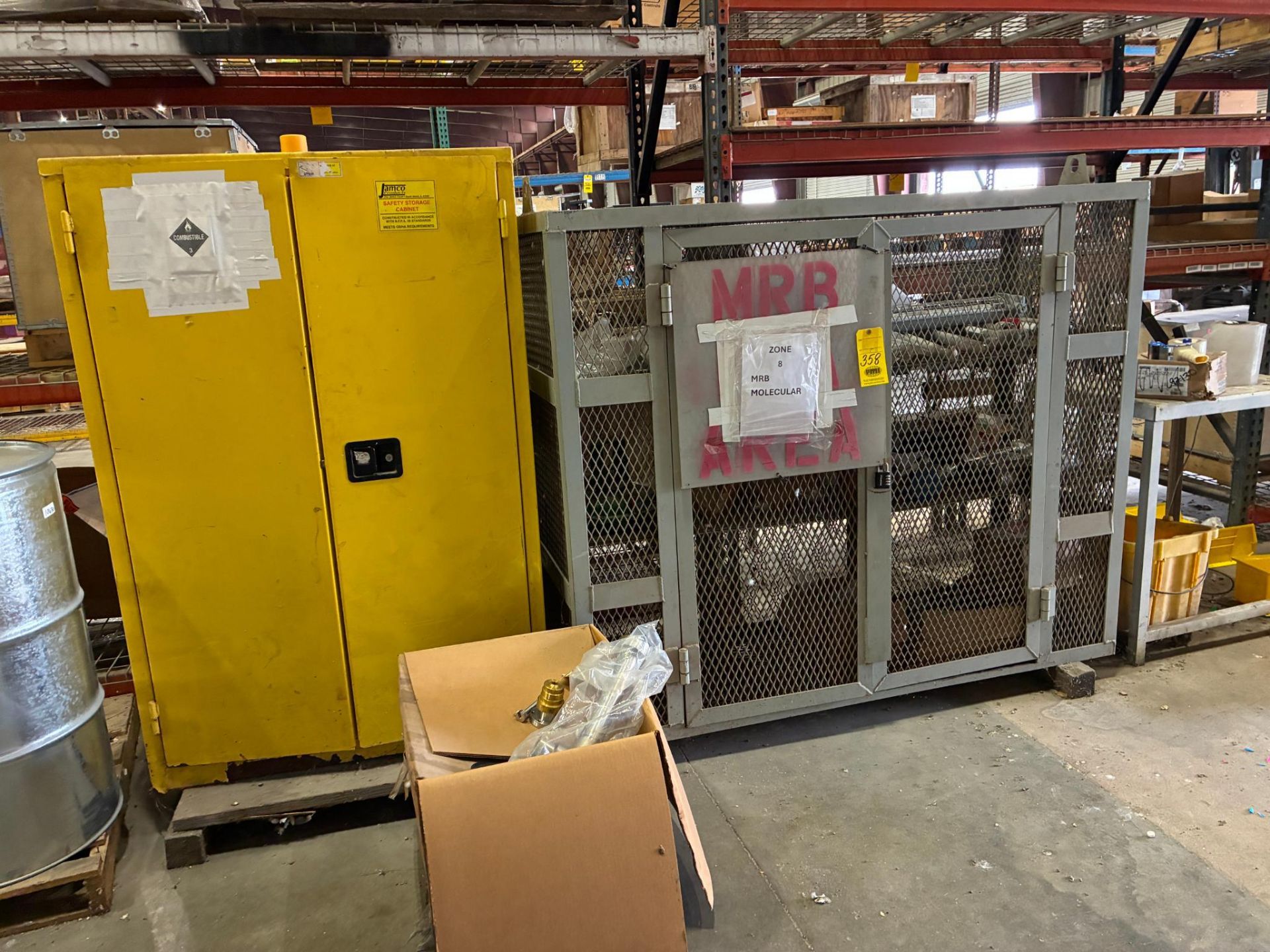 LOT OF SHIPPING & RECEIVING SUPPLIES: rack, carts & cabinets (Note ...