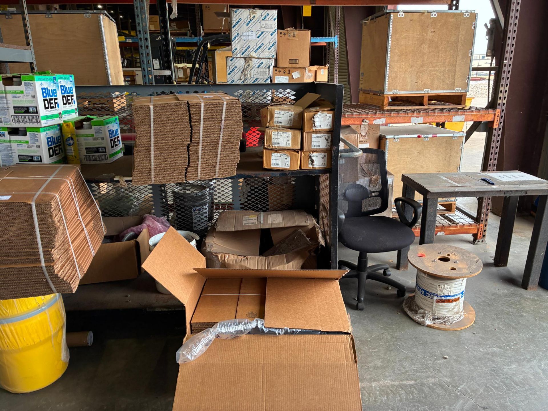 LOT OF SHIPPING & RECEIVING SUPPLIES: rack, carts & cabinets (Note ...