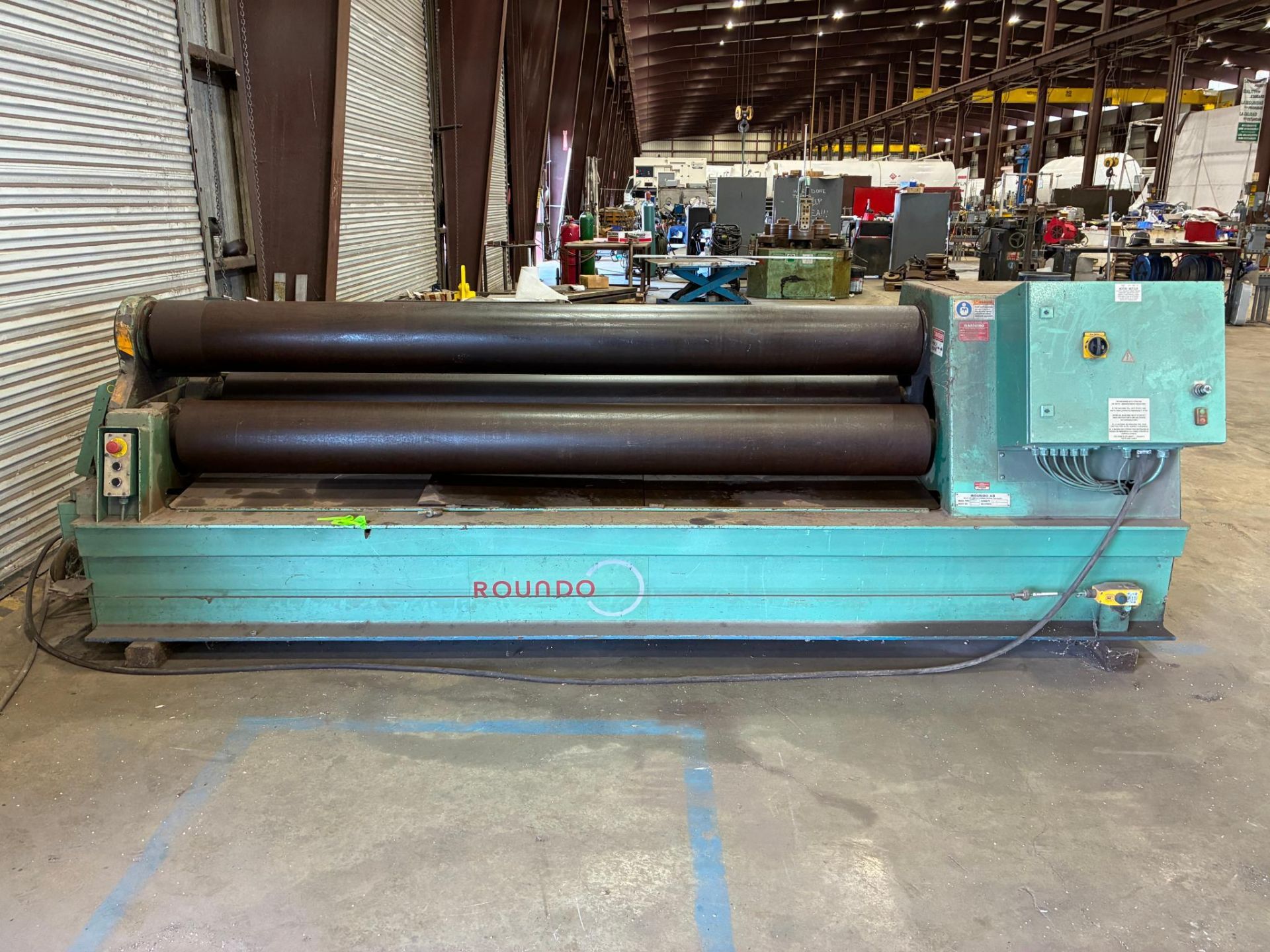 PLATE ROLL, ROUNDO MDL. PS255, Mfg. 2012, 3-rolll hyd., 8' x 9/16" cap ...