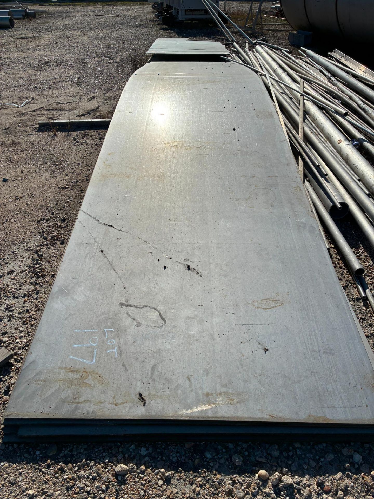 LOT OF RAW MATERIAL, (5) PLATES, SS, approx. 1/2" thk., 5' X 26' w ...