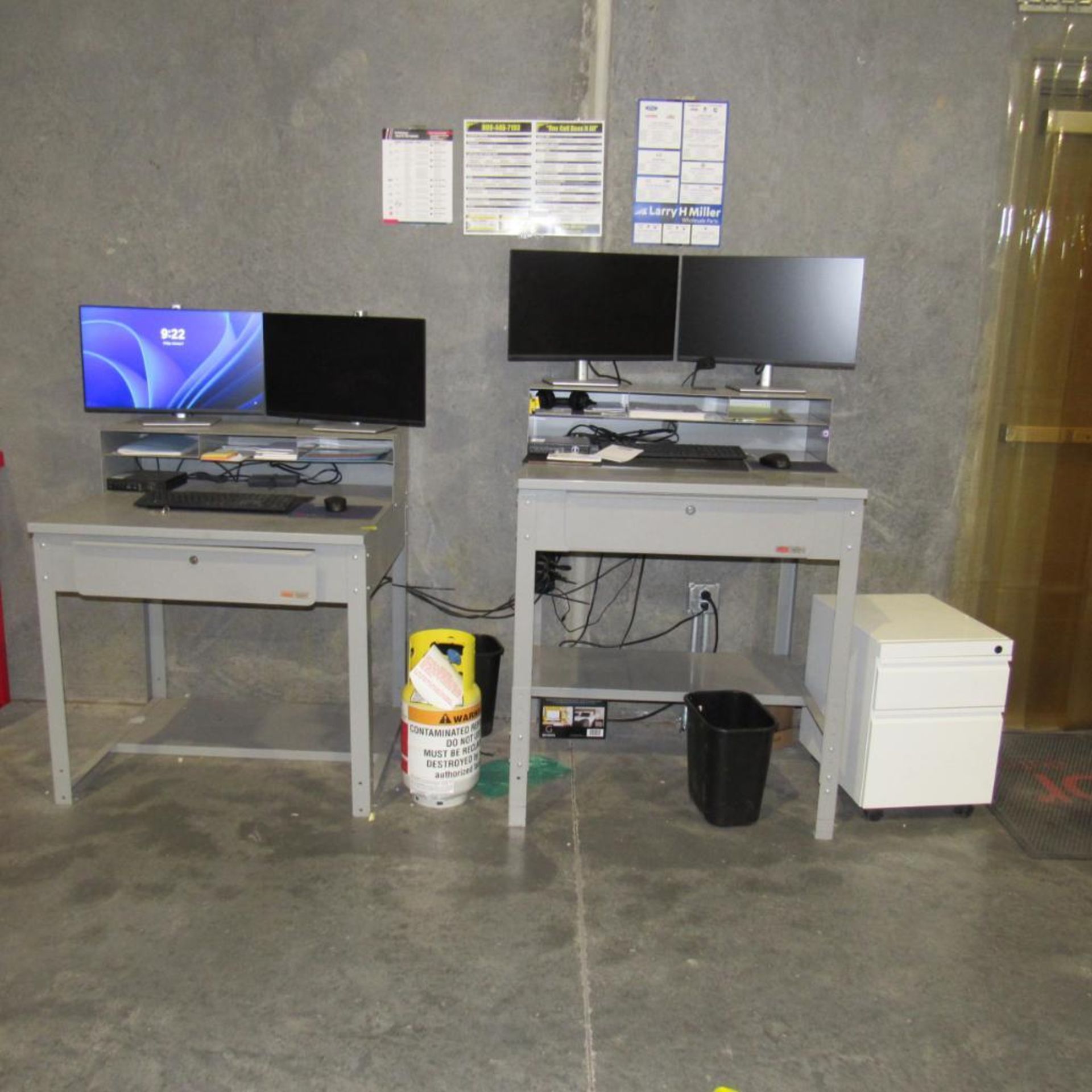 LOT: (2) Shop Desks w/Monitors (CPU & CONTENTS NOT INCLUDED)