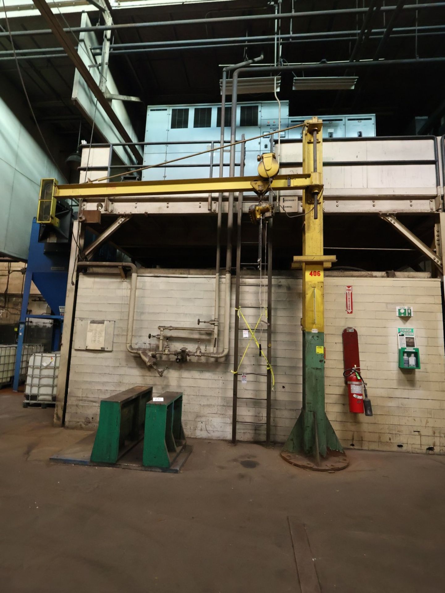 1 Ton Capacity Free Standing Jib Crane, w/ Budgit 1 Ton Electric Hoist