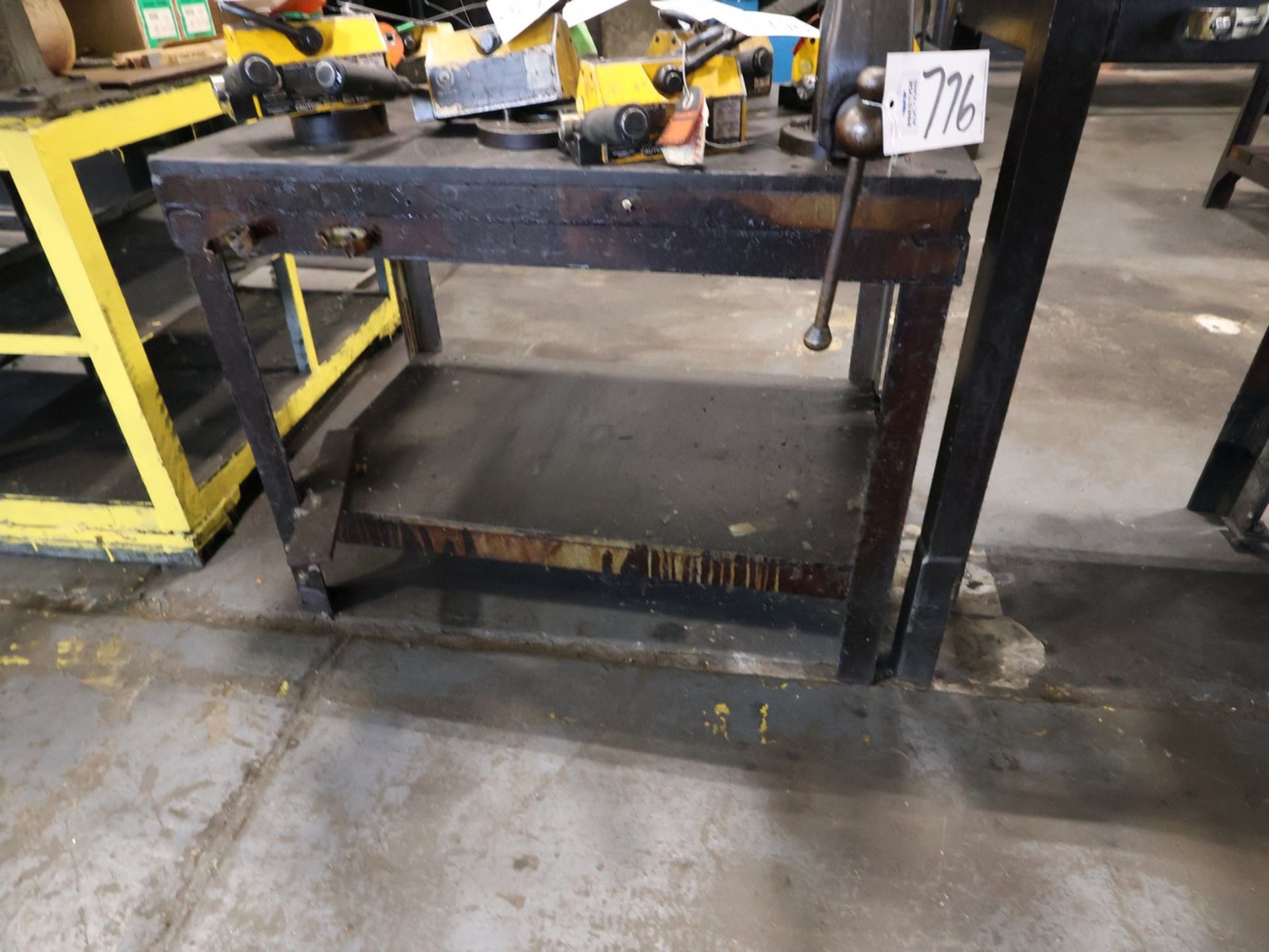 3.5" LS Starrett Bench Vise, w/ Table (no contents)