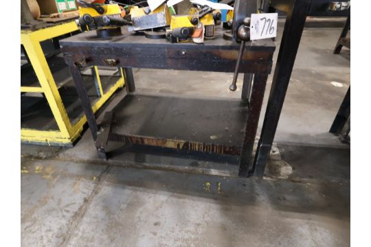 3.5" LS Starrett Bench Vise, w/ Table (no contents)