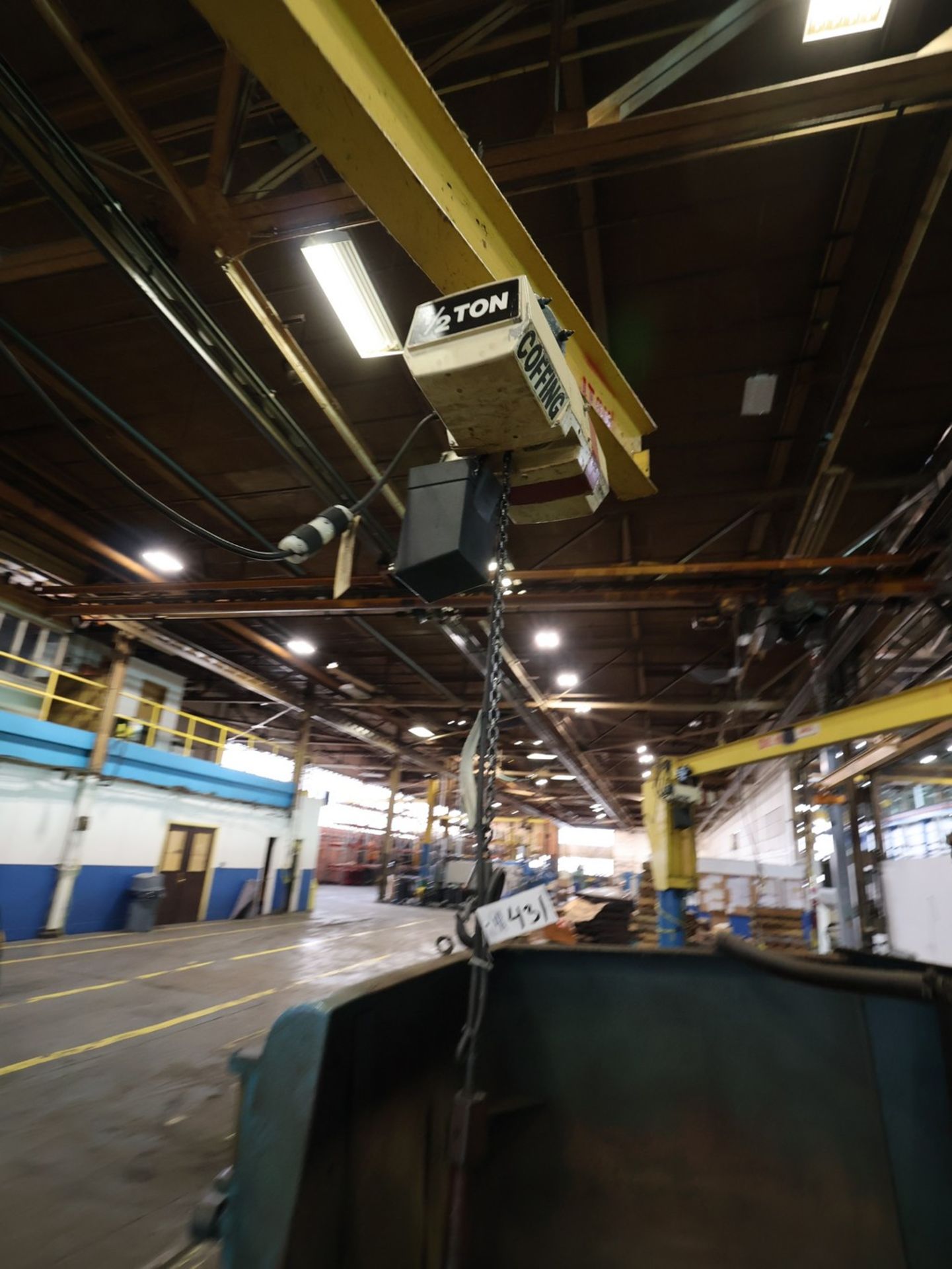 1 Ton Capacity Free Standing Jib Crane, w/ Coffing 1/2 Ton Electric ...