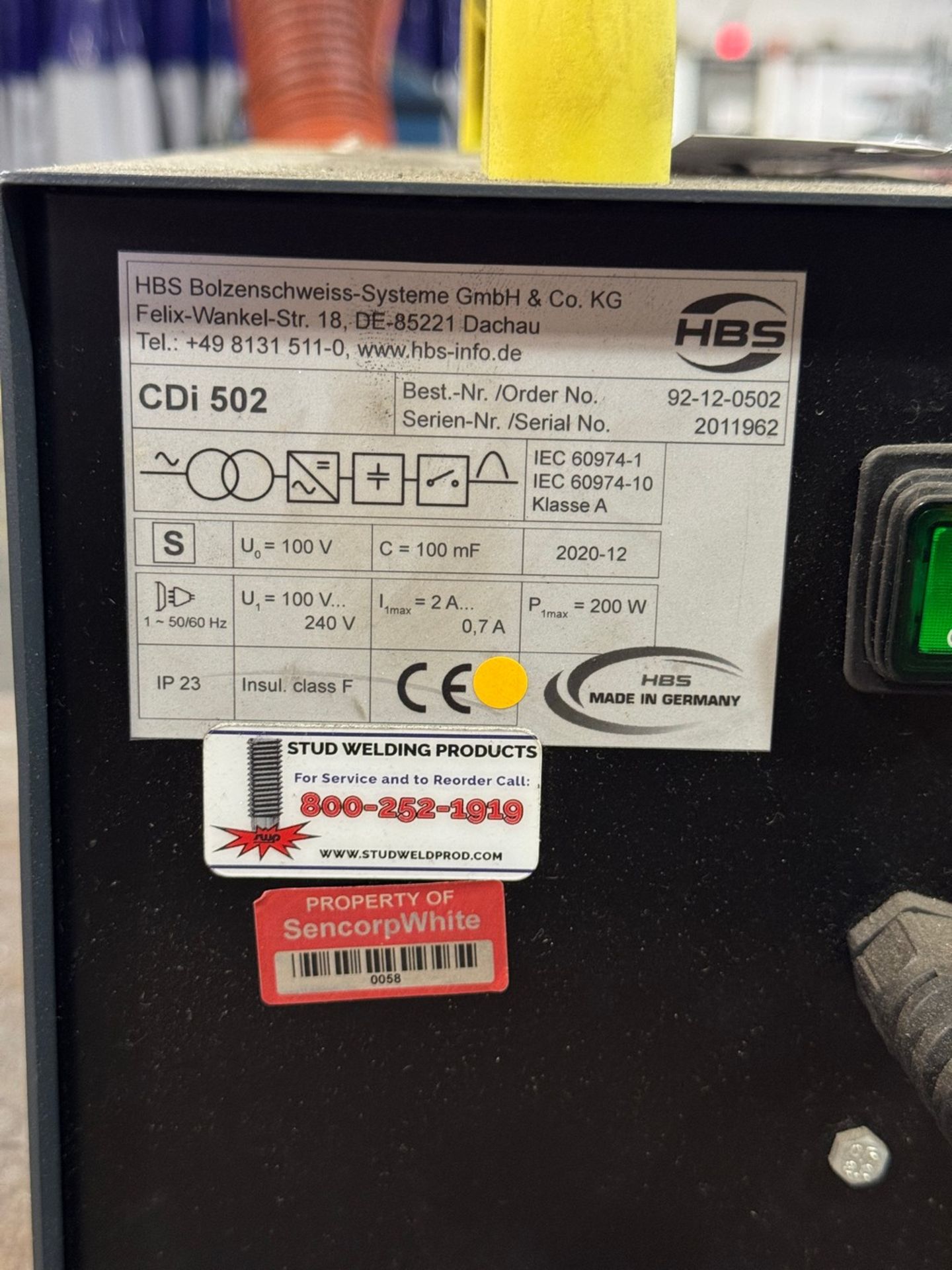 HBS CDi 502 Capacitor-Discharge Stud Welder #4–1/4" Stud Range (M3–M6 ...