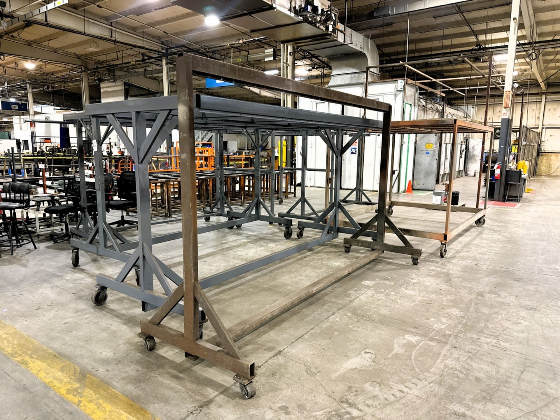 Lot of (7) Paint Booth Rack Carts