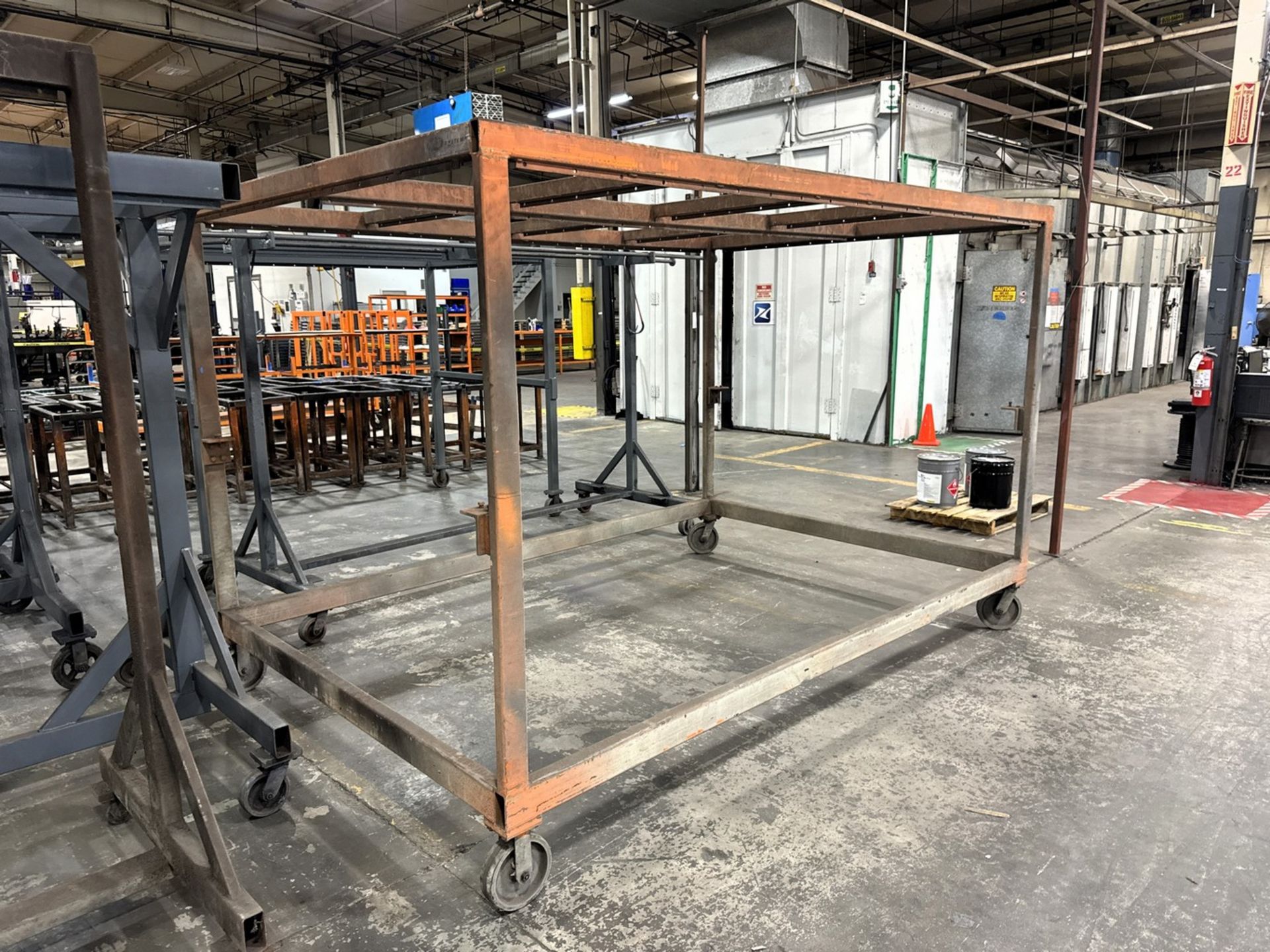 Lot of (7) Paint Booth Rack Carts
