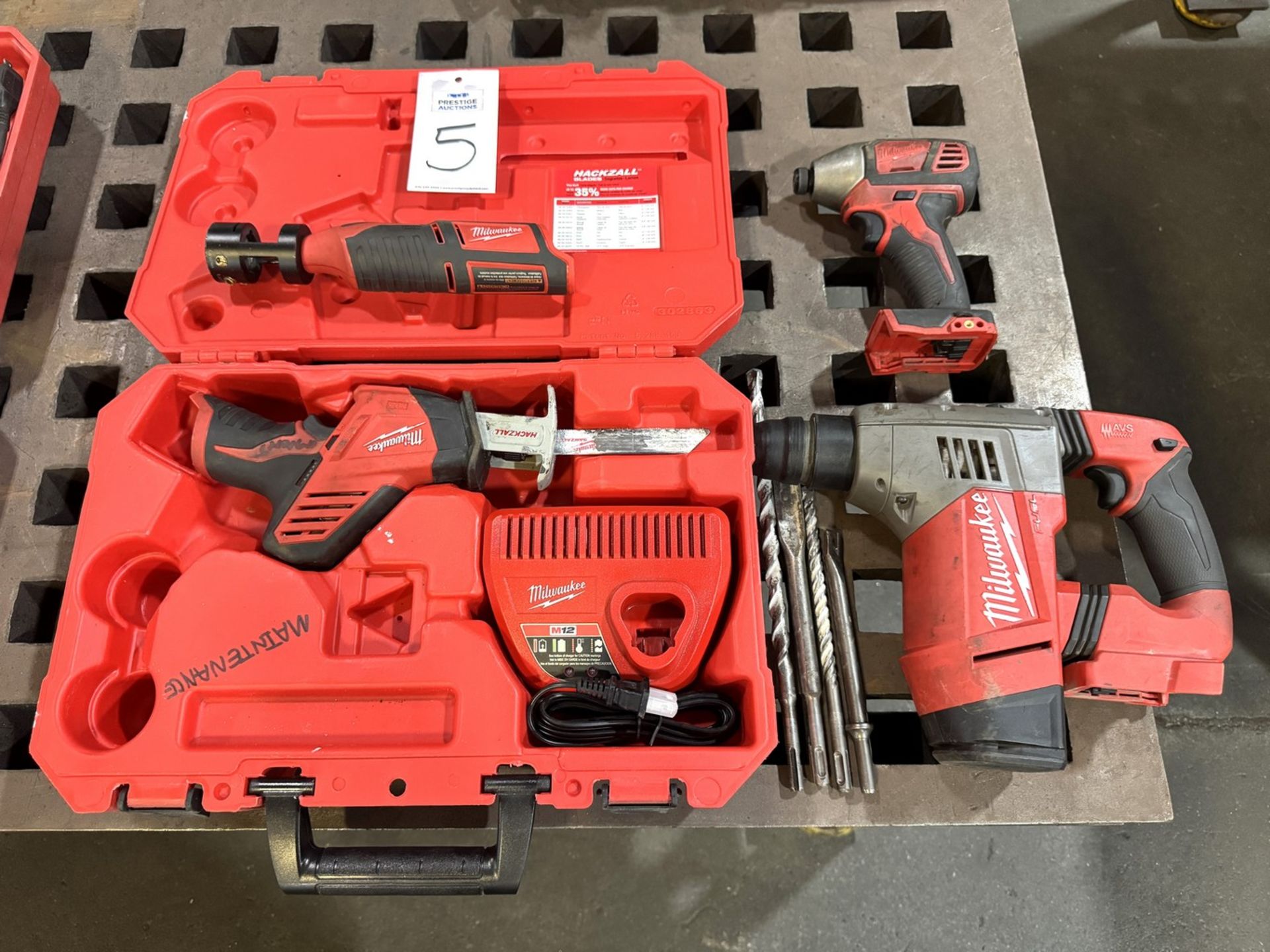 Lot of (4) Milwaukee Cordless Tools Includes: (1) 20v 3/8" SDS Hammer ...