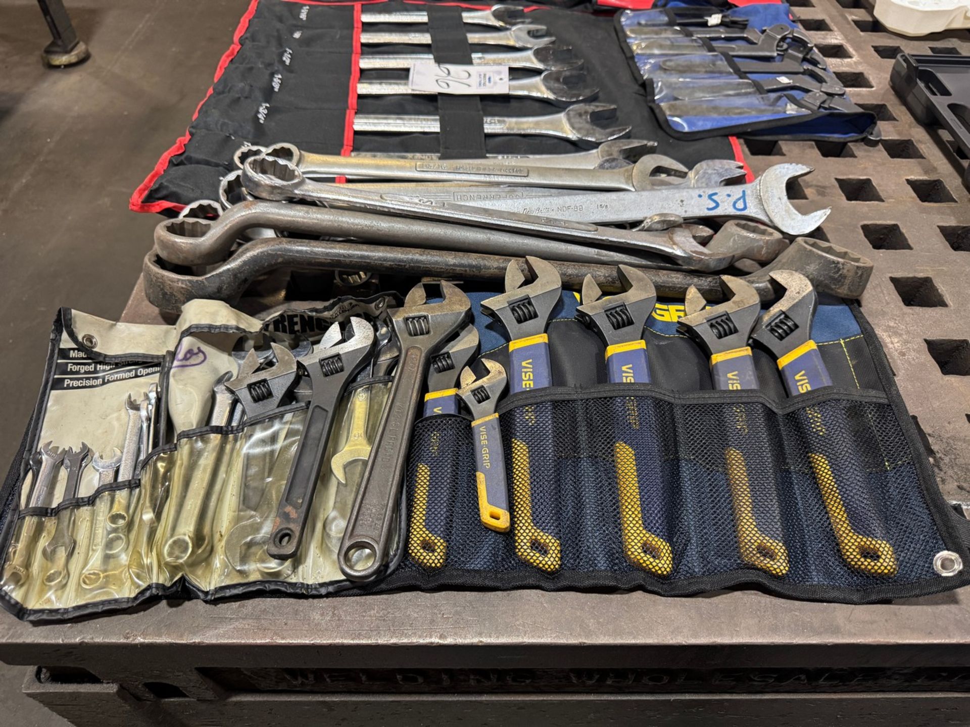 Lot of Assorted Wrenches Includes: Open End Wrenches, Adjustable VISE ...