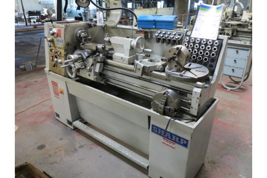 Sharp 1340 Lathe, S/N 23503, Faceplate, Collets, Steady Rest, Power ...