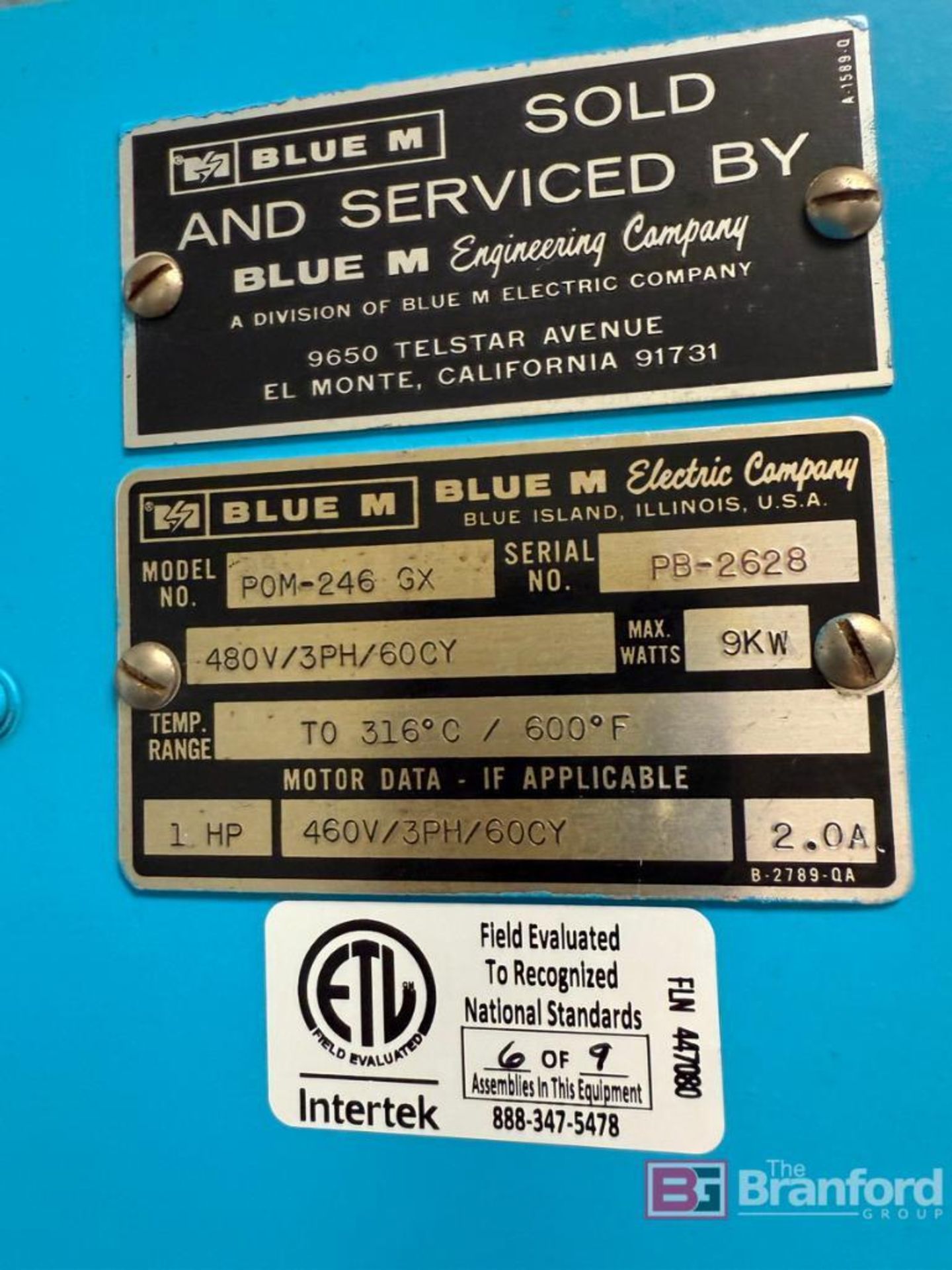(1) Blue M Electric Company Environmental Chambers ; Model: POM-246 GX ...