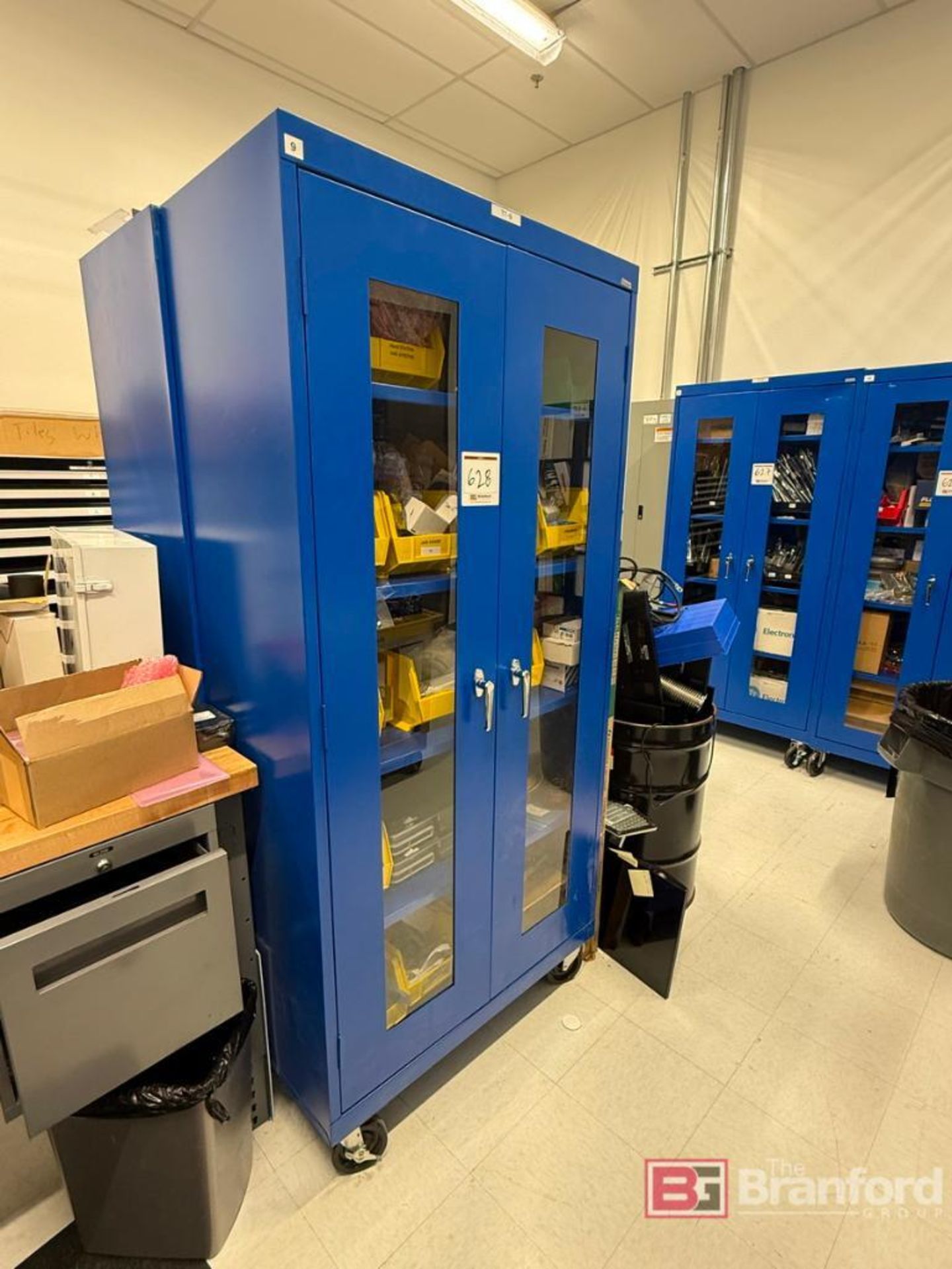 Sandusky Metal Storage Cabinets on Casters with contents
