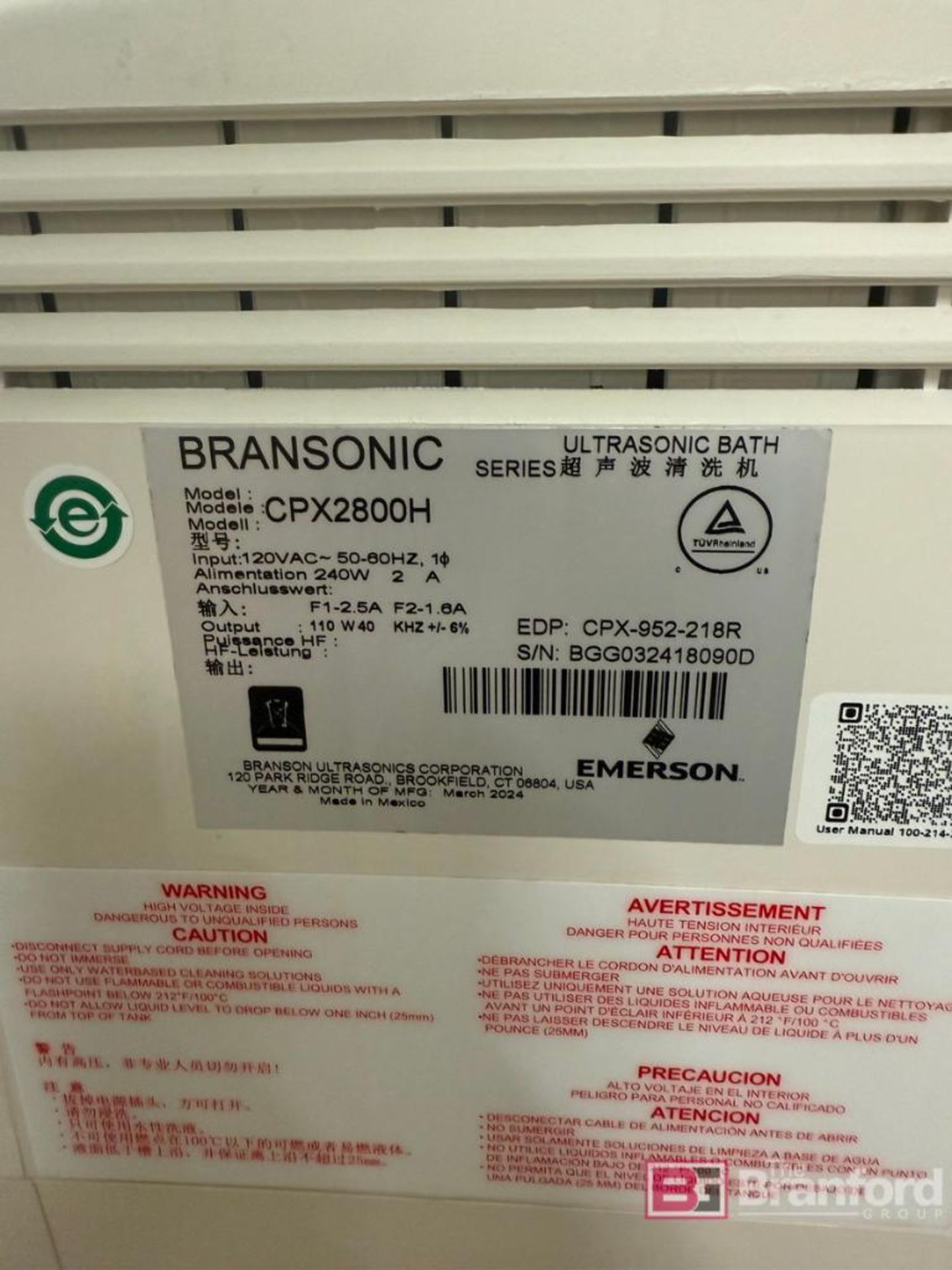 Emerson Branson Ultra Sonic Cleaner; Model: 2800