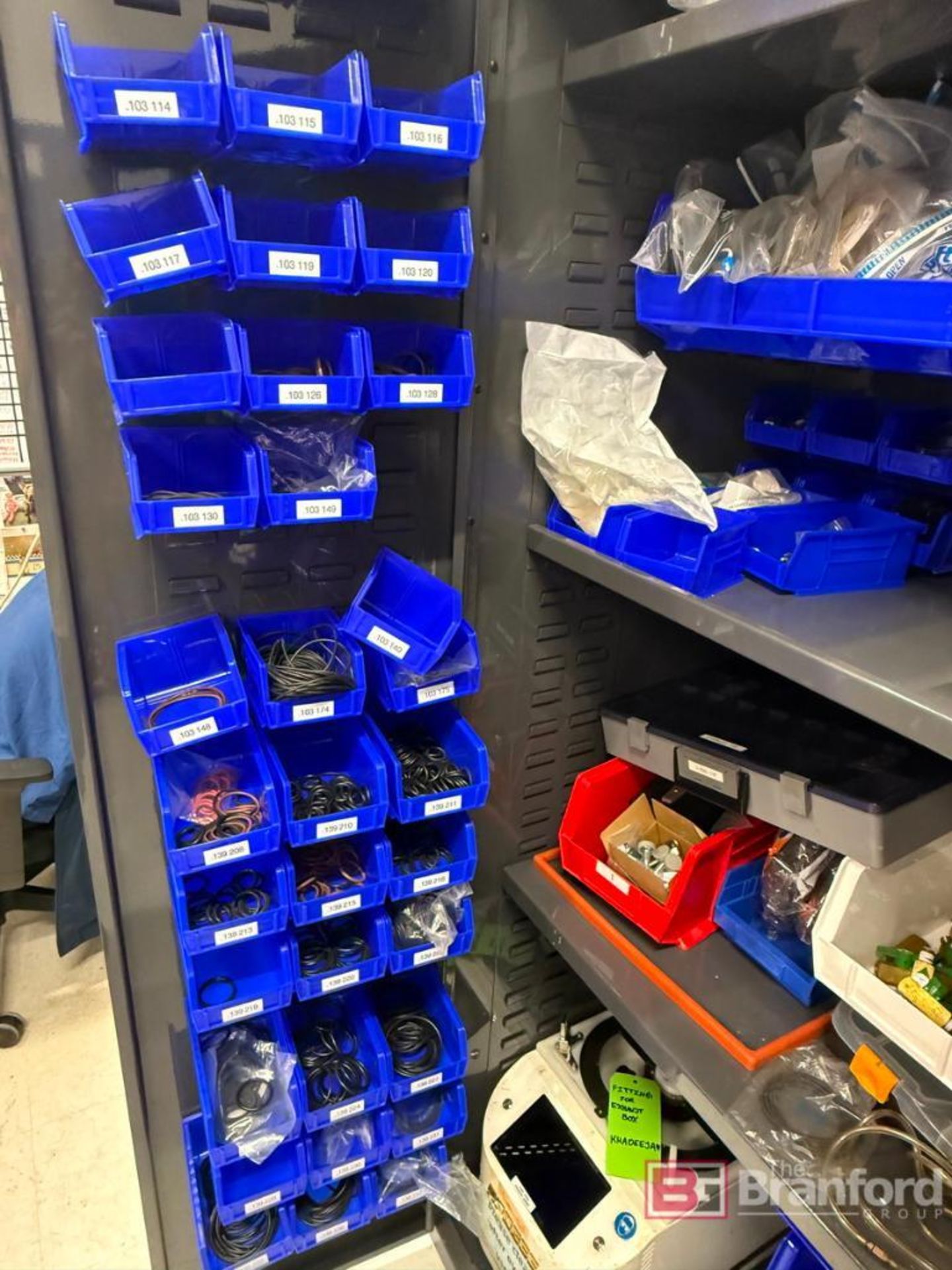 Uline Metal Storage Cabinet with contents