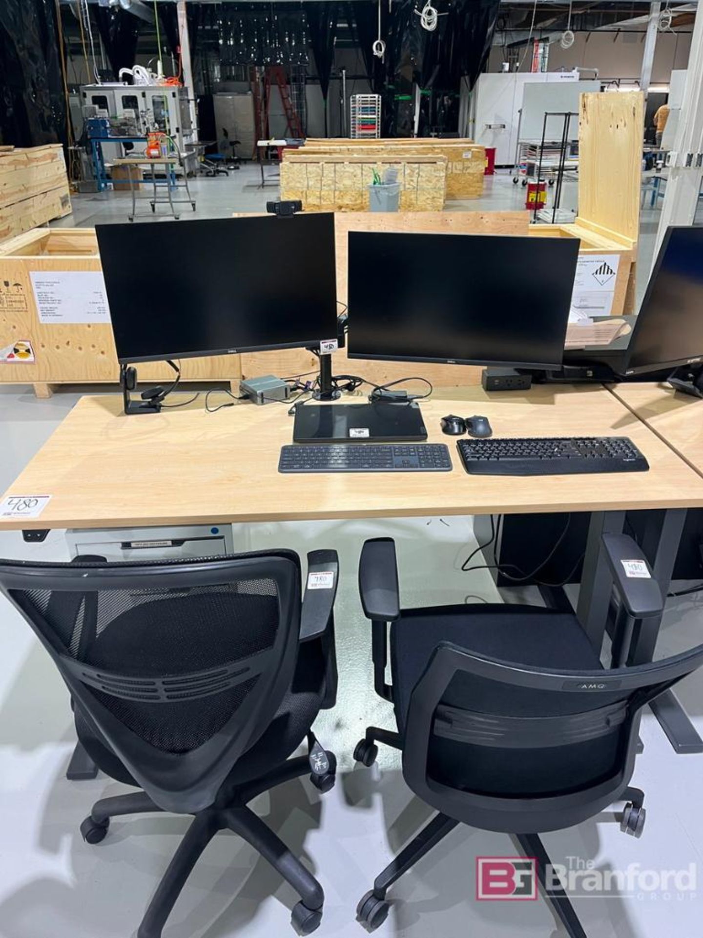 (2) Steelcase Electric Stand-Up Desks w/ (4) Monitors, Keyboards ...