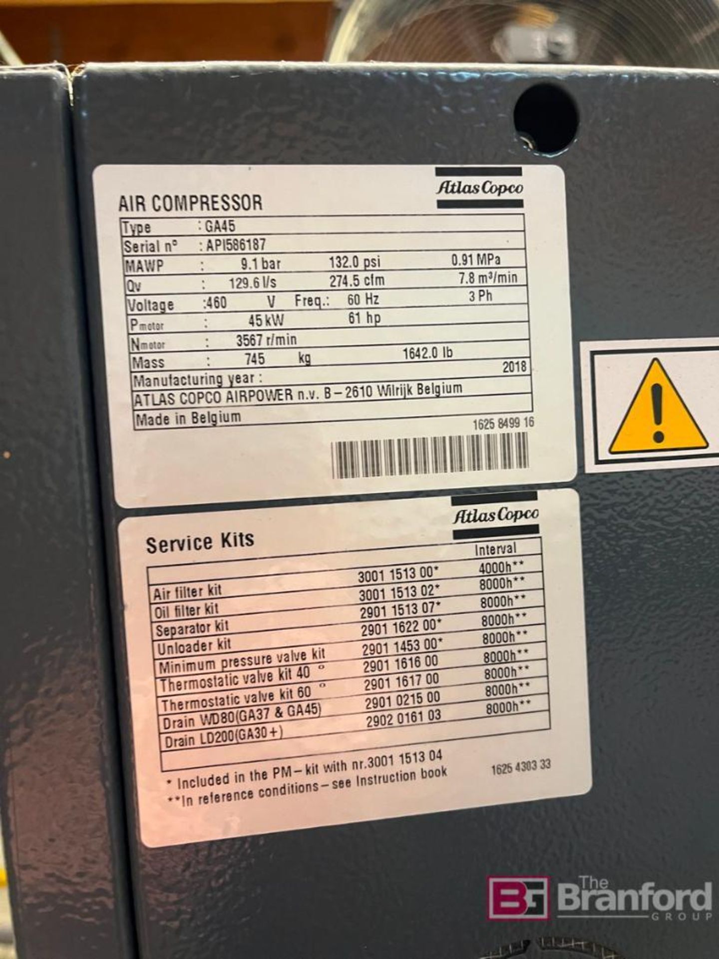 Atlas Copco GA45 Air Compressor (2018)