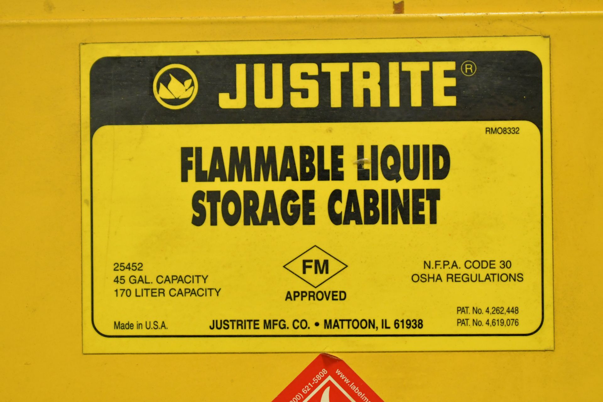 Justrite Model 25452 43" Wide x 18" Deep x 65" High 45-Gallon Capacity ...