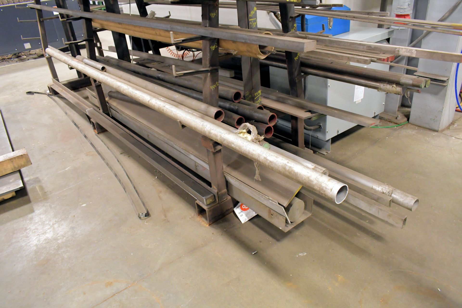 Lot - Tube Stock, Square Bar Stock and Solid Round Bar Stock with Rack