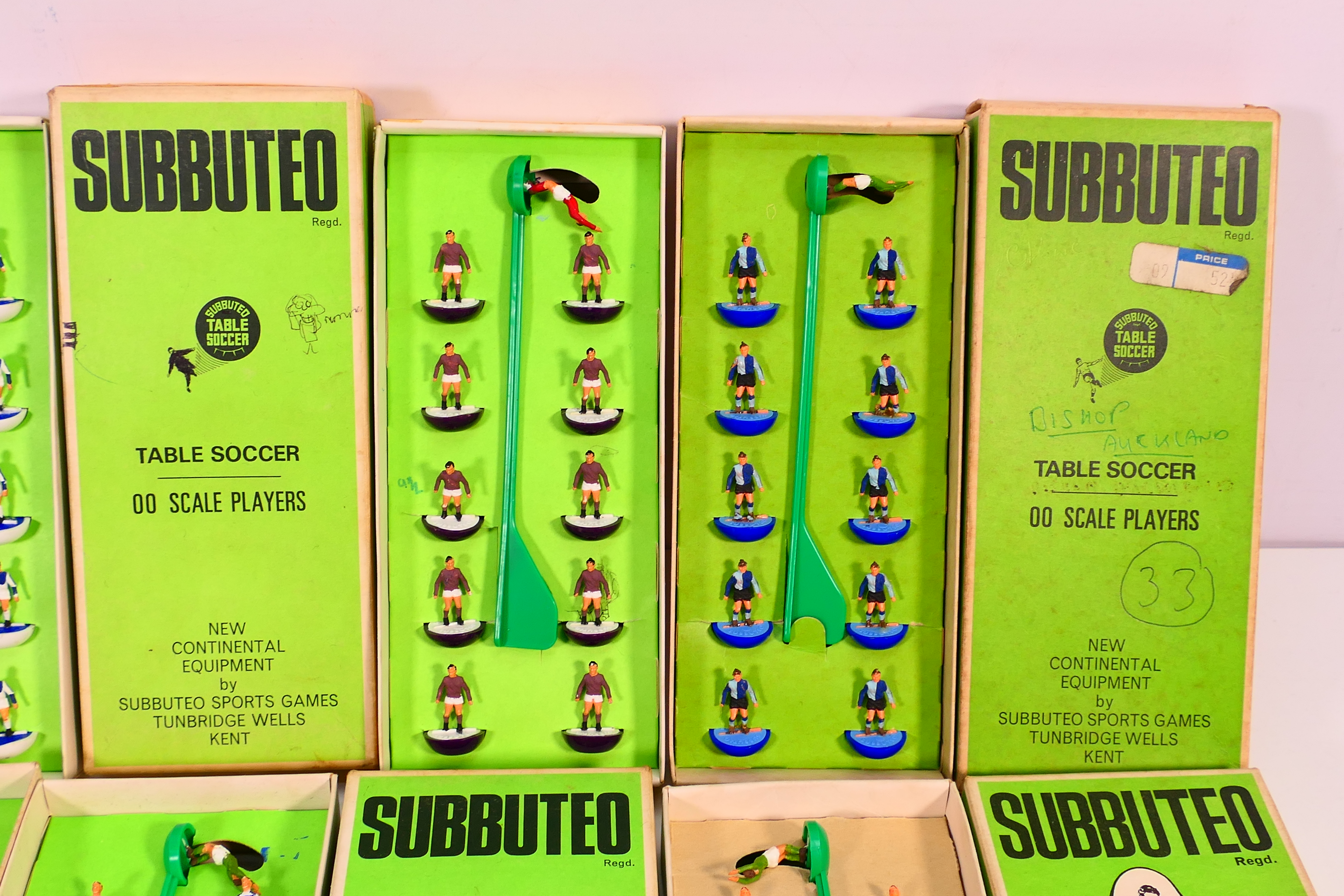 Subbuteo - 6 x vintage 1970s boxed teams, Bristol Rovers, Anderlecht ...
