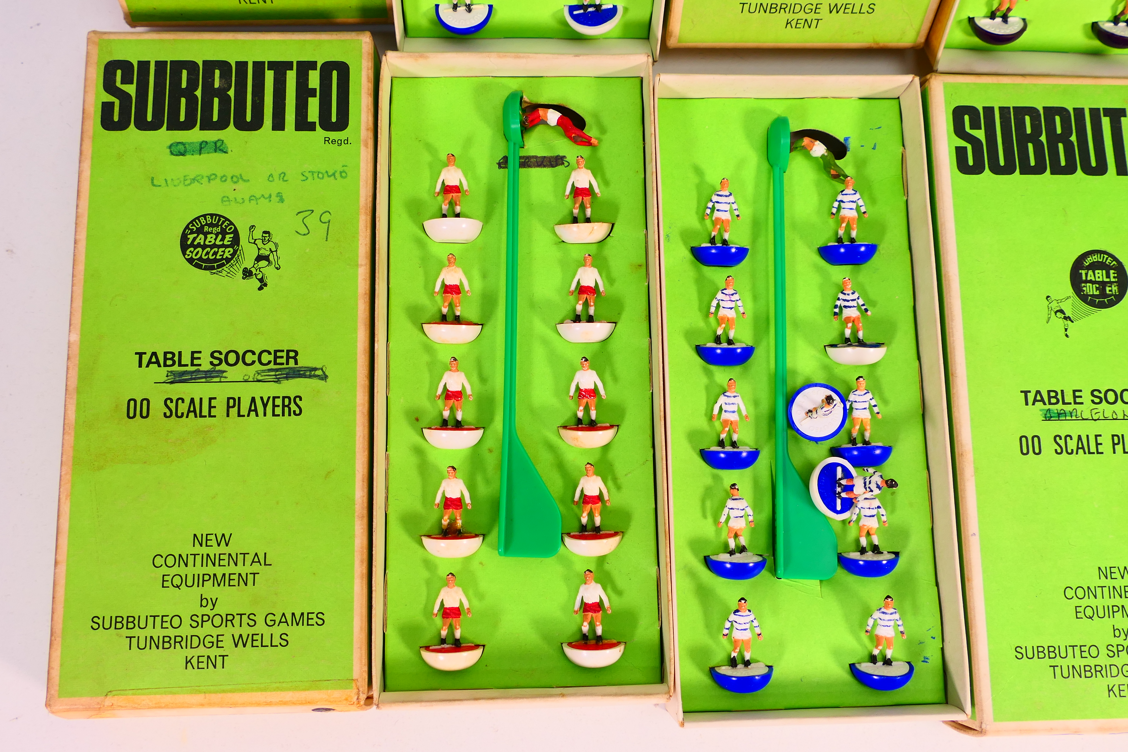 Subbuteo - 6 x vintage 1970s boxed teams, Bristol Rovers, Anderlecht ...