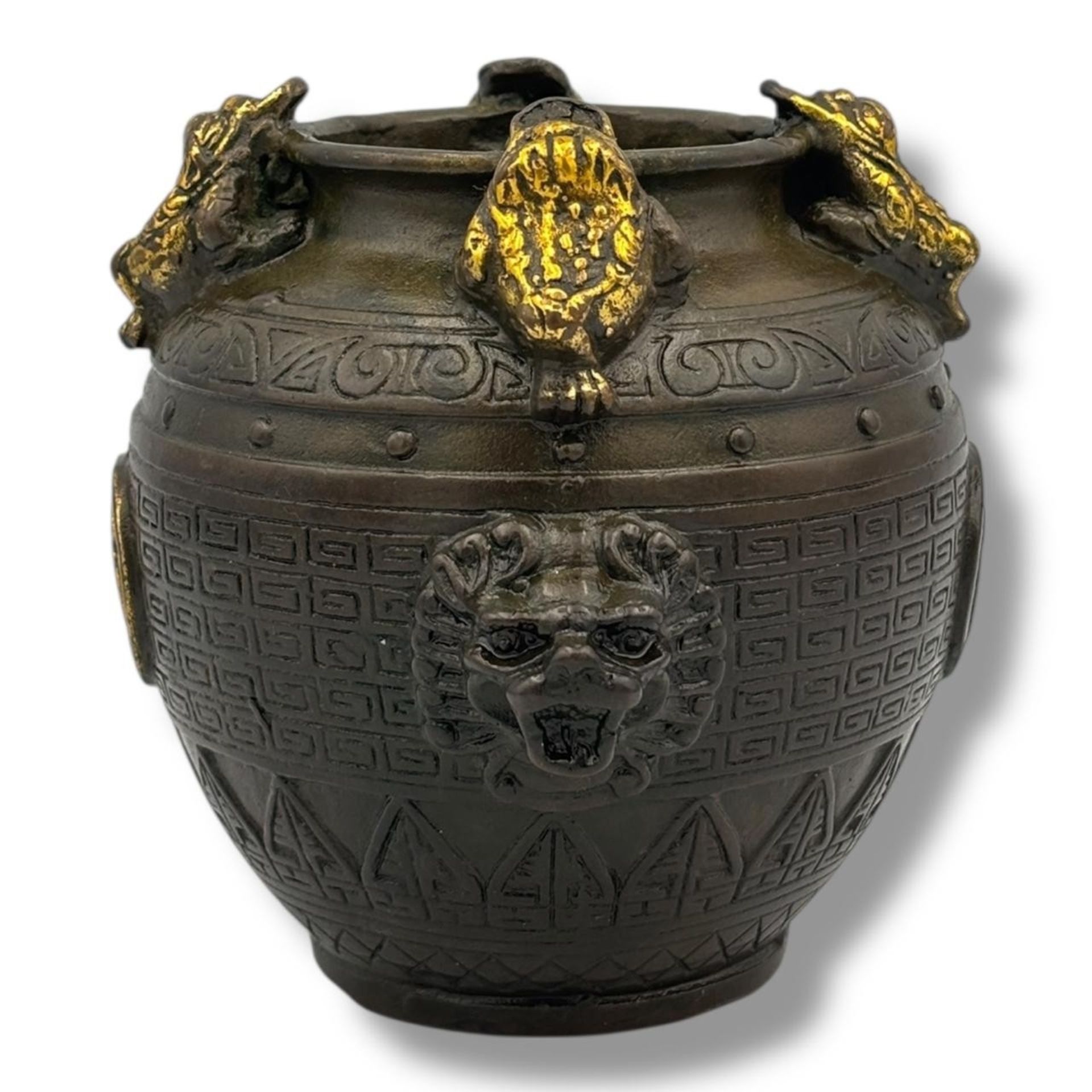 A Small antique Chinese Bronze Jar with Archaistic Relief Decoration ...