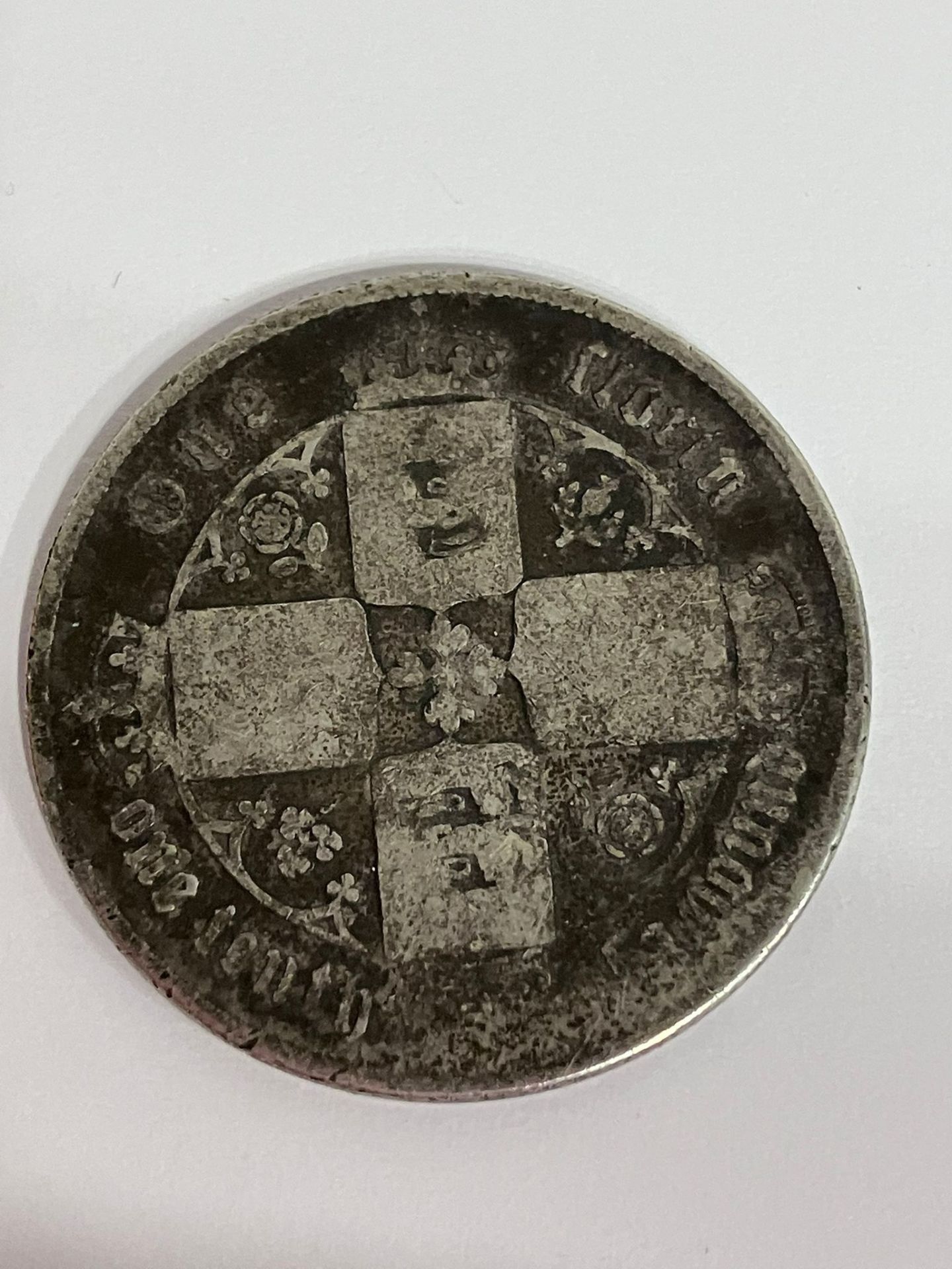 1860 SILVER GOTHIC FLORIN coin. Worn/fair Condition. Will improve with ...