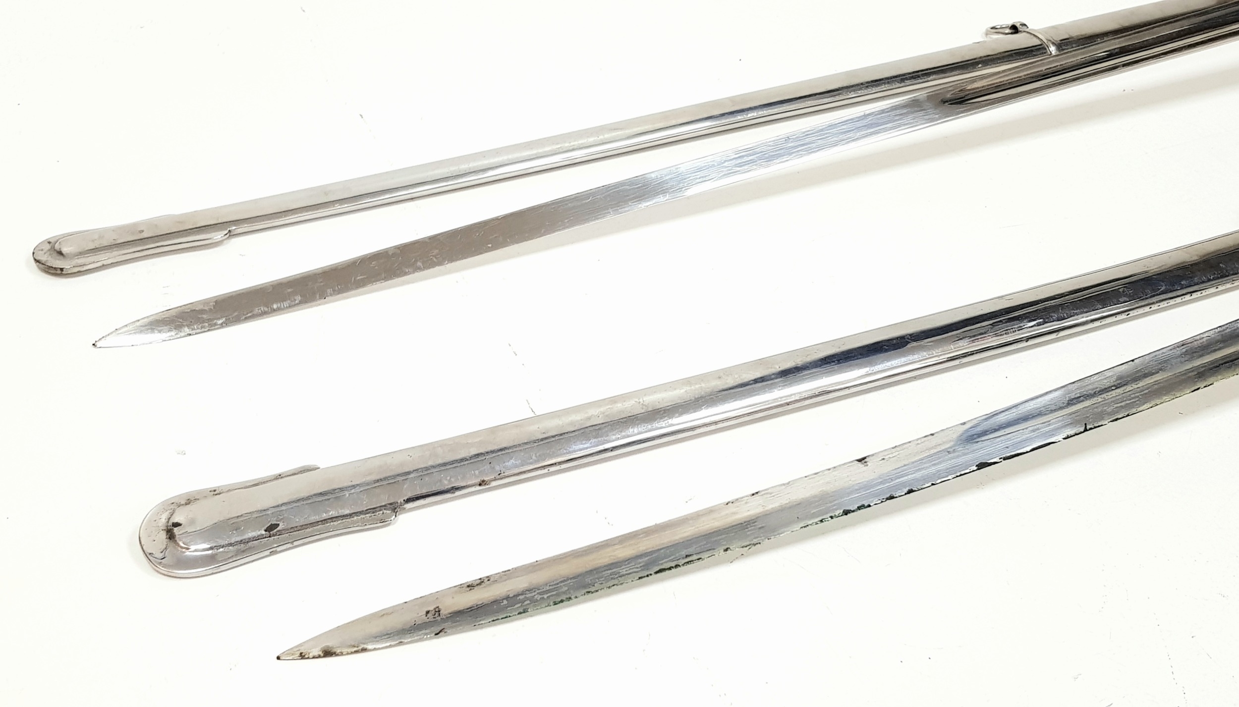 Two Vintage British Army Swords with Metal Scabbards. Broad arrow ...