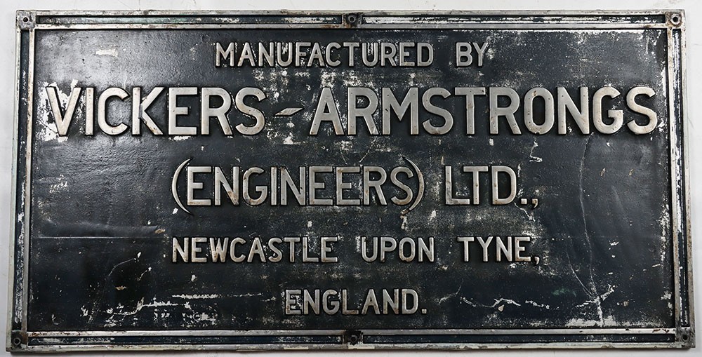 Vickers Armstrong Factory Sign. Large heavy alloy sign which was ...