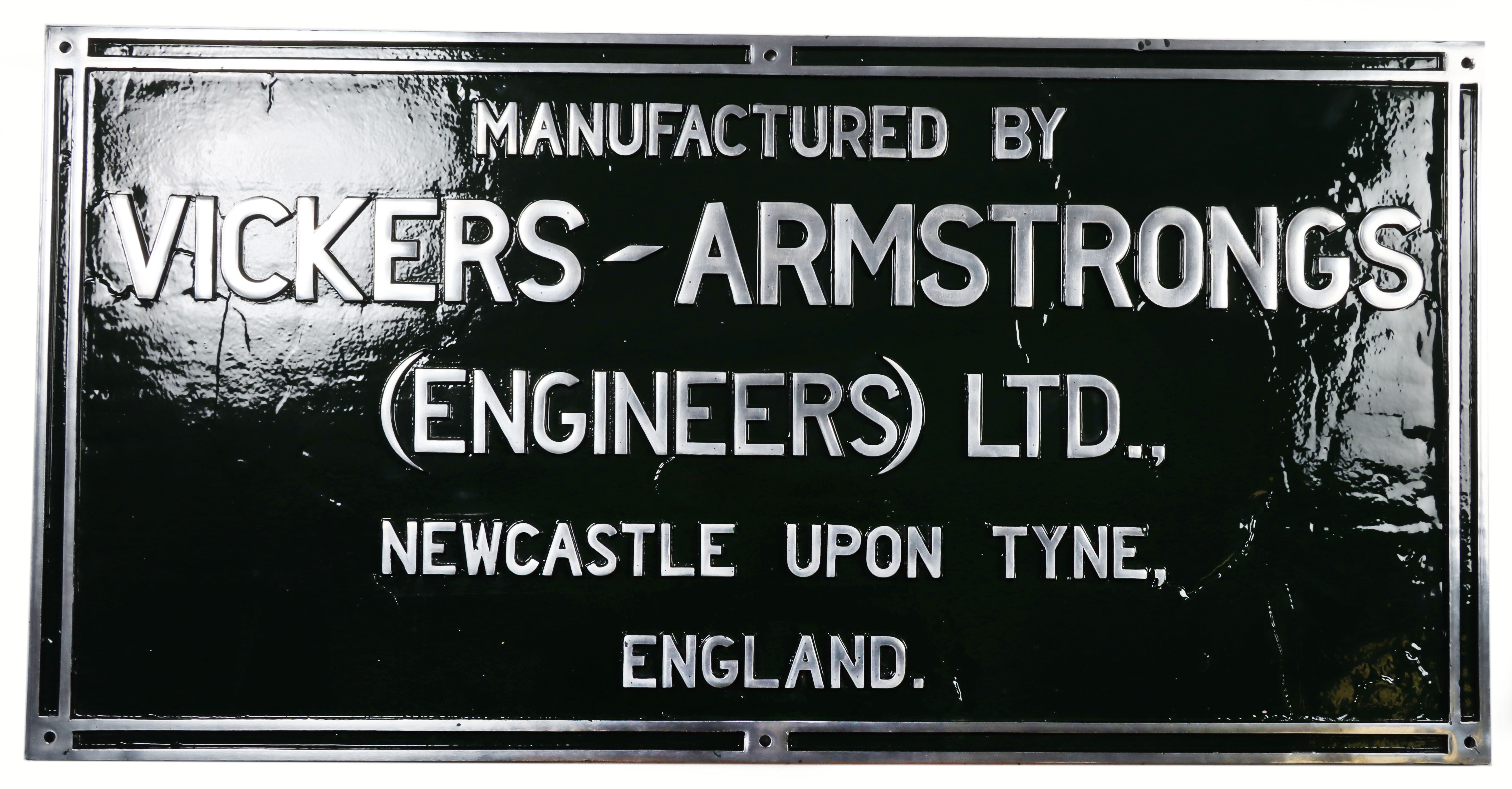 Vickers Armstrong Factory Sign. Large heavy alloy sign which was ...