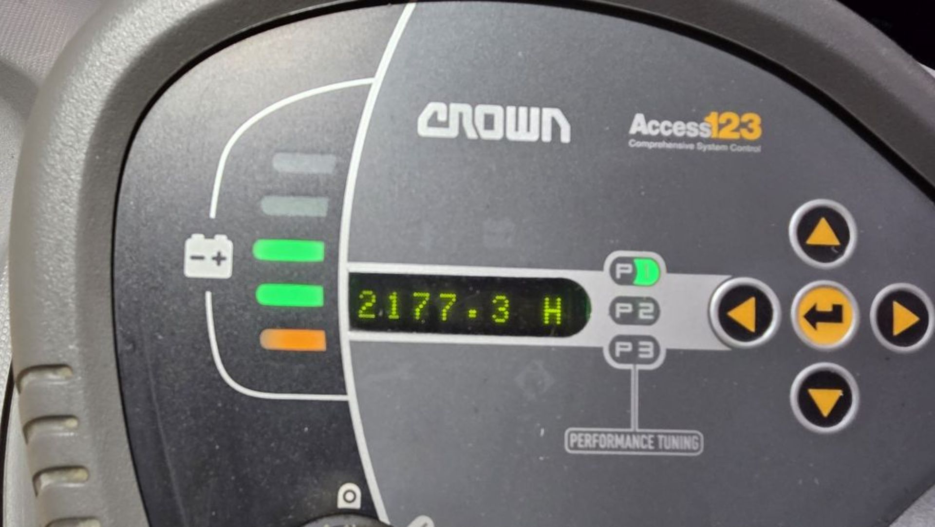 2020 Crown Electric Stand-Up Dock Stocker Forklift, model RC5545-40, s ...