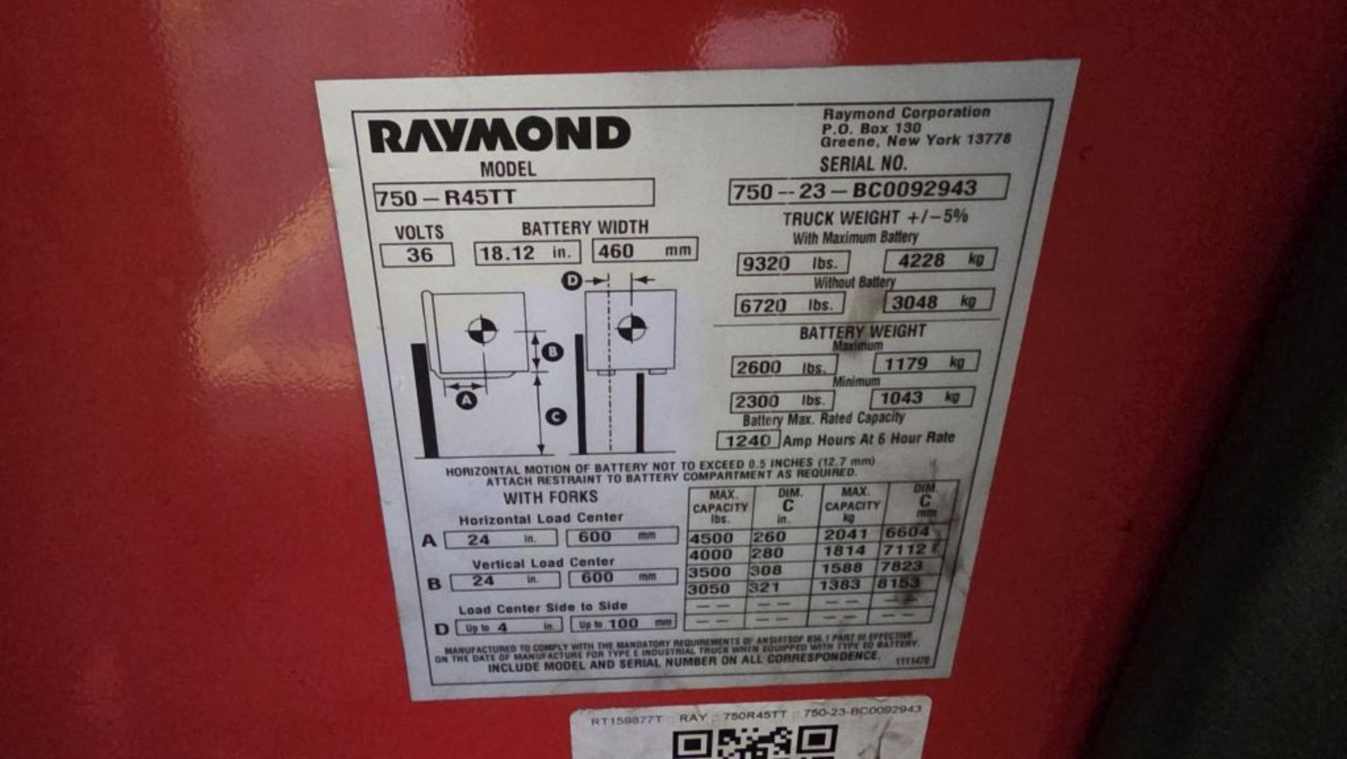 2023 Raymond Narrow Aisle Stand-Up Reach Truck, model 750-R45TT, s/n ...