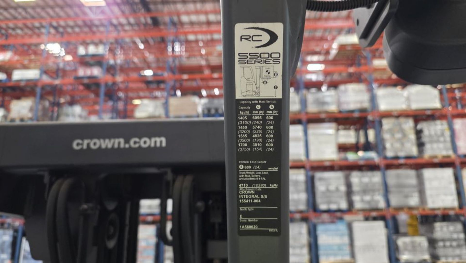 2020 Crown Electric Stand-Up Dock Stocker Forklift, model RC5545-40, s ...