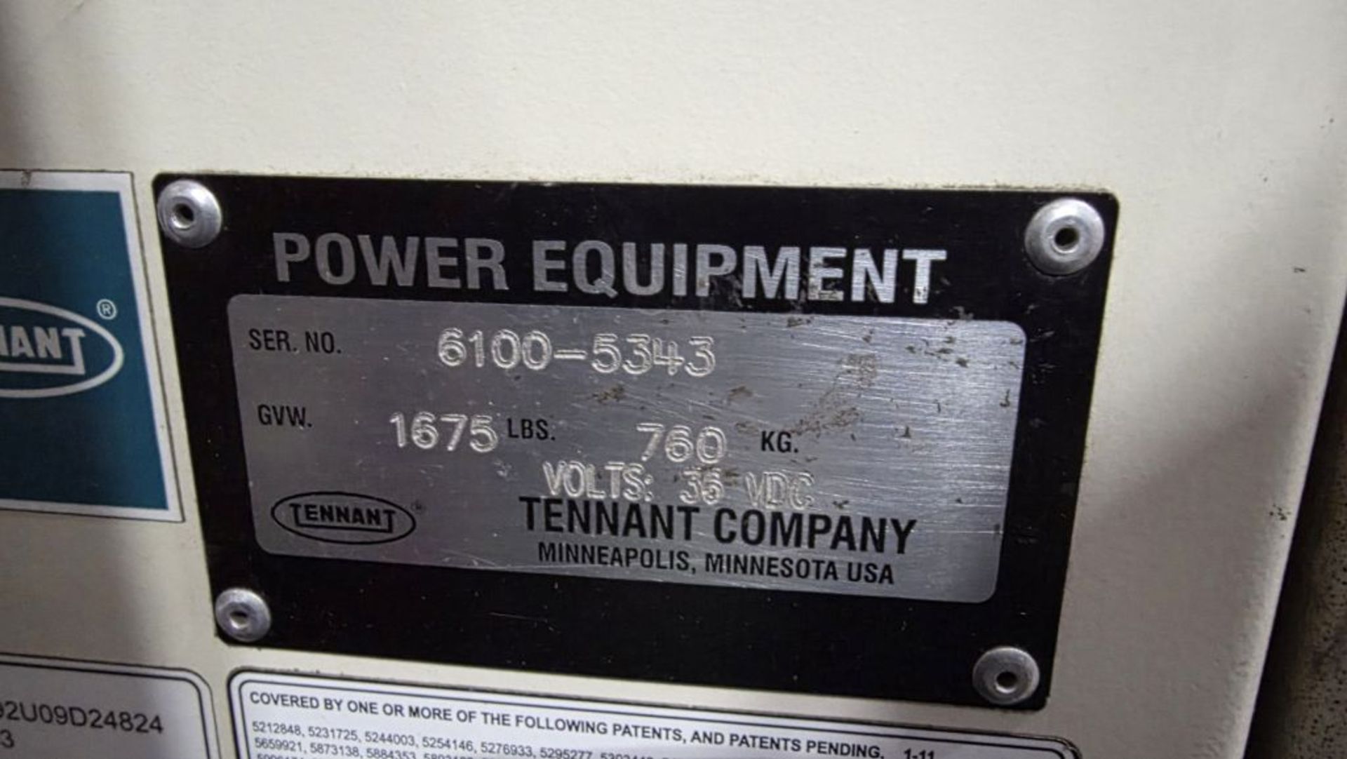 2013 Tennant Rider Sweeper, model 6100, s/n 6100-5343, 609 hours, 36V ...