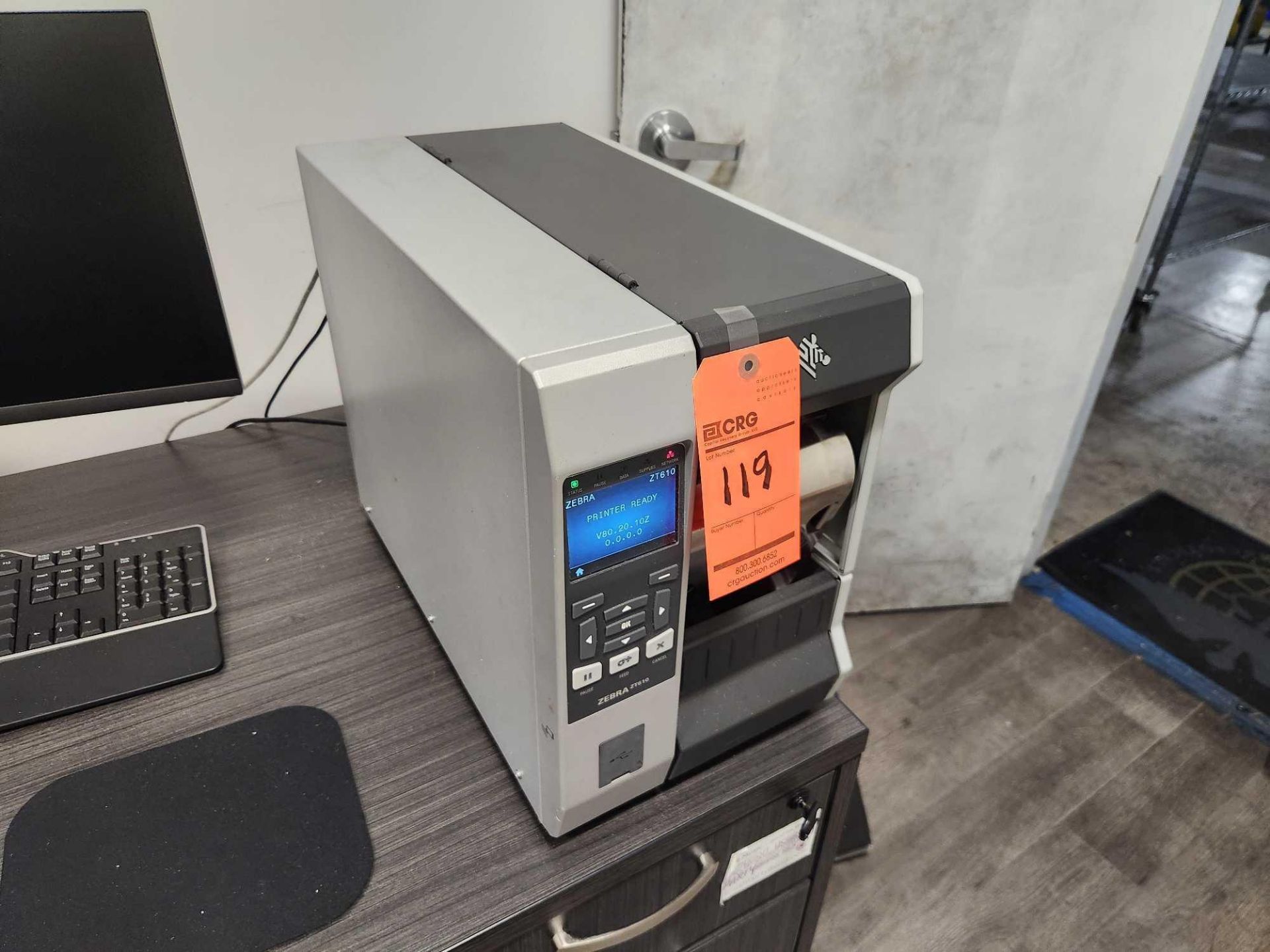 2018 Zebra ZT610 RFID label printer with (2) monitors Serial Number ...