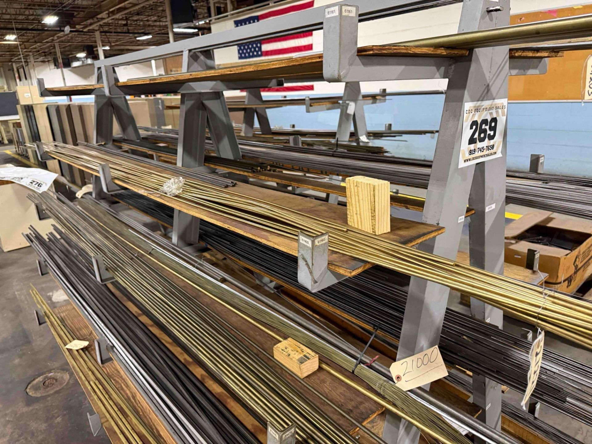 Metal Rack with Contents, Includes: Brass Tubing, Metal Pipe, Brass Tubing