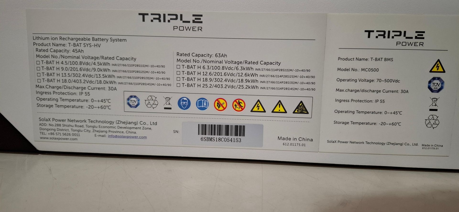 { Option of lots: 379, 380, 381 } 1 X BRAND NEW SOLAX TRIPLE POWER T ...