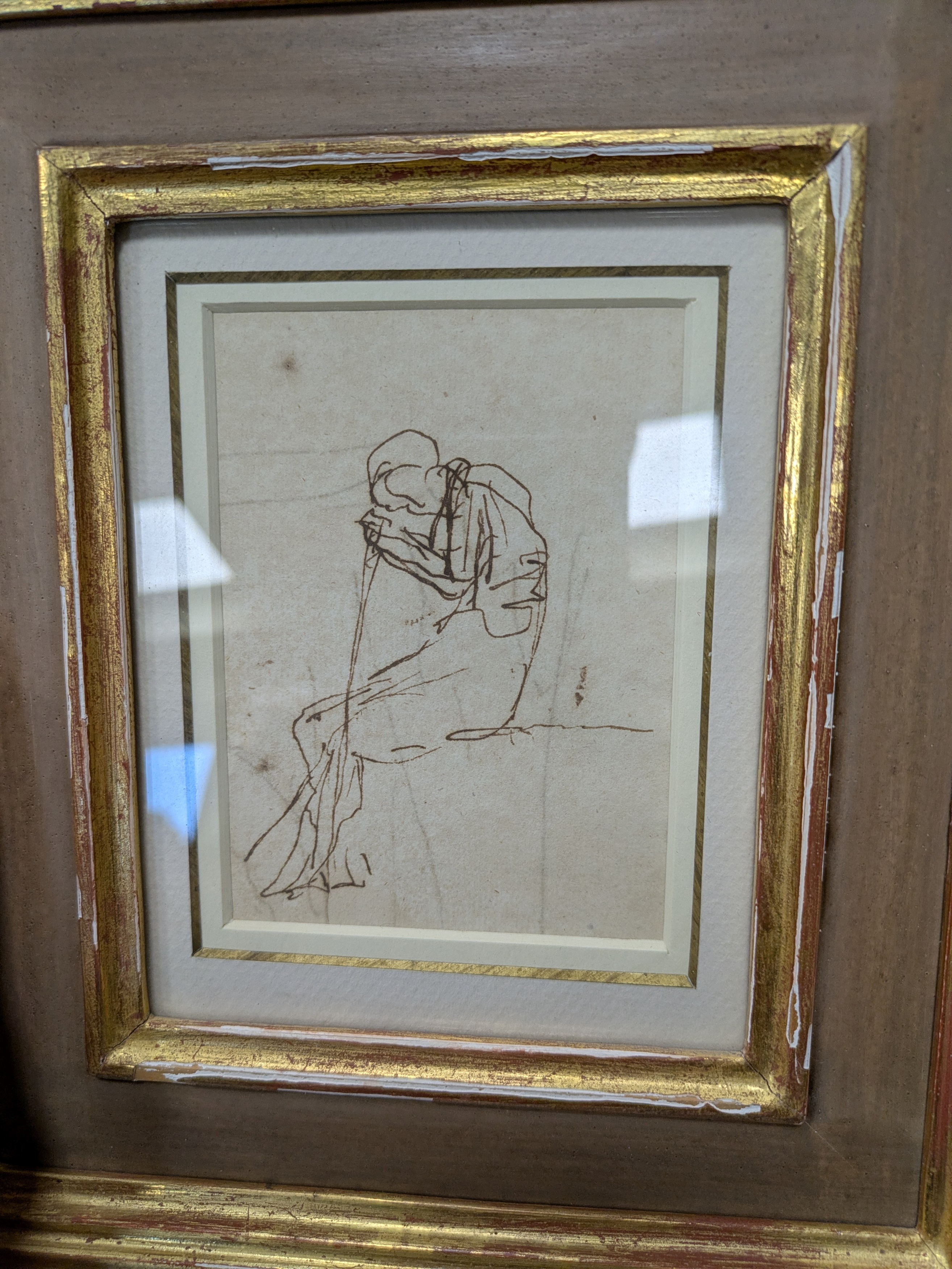 Attributed to George Romney (British, 1732-1802) Seated figure with a ...