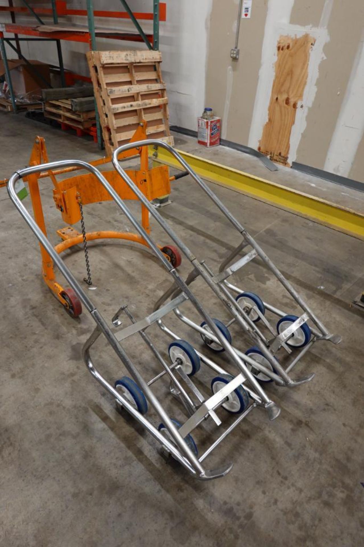 (3) barrel carts, (2) SS barrel carts, (1) barrel lifts on casters ...