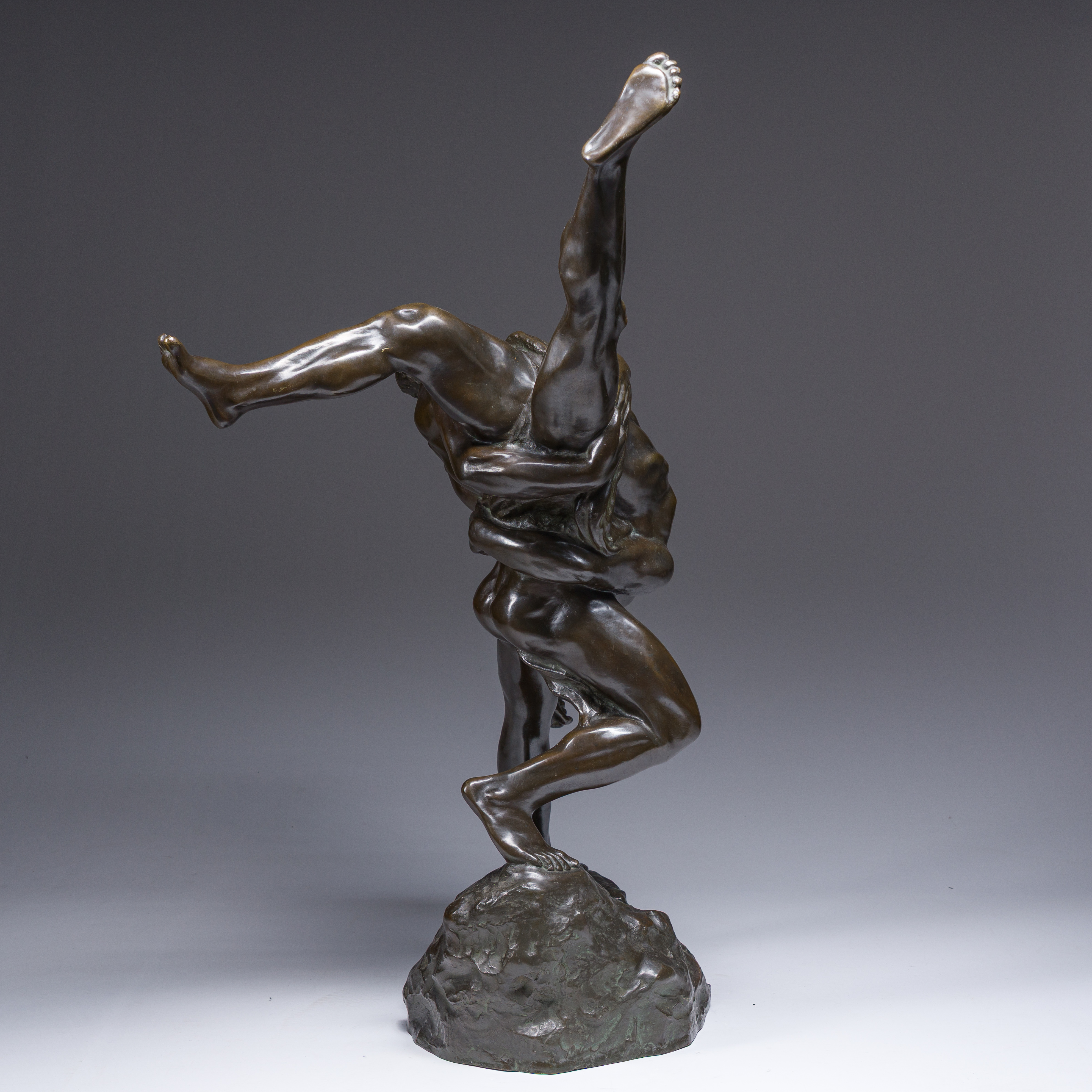 Jef Lambeaux (1852-1908): The wrestlers, brown patinated bronze ...