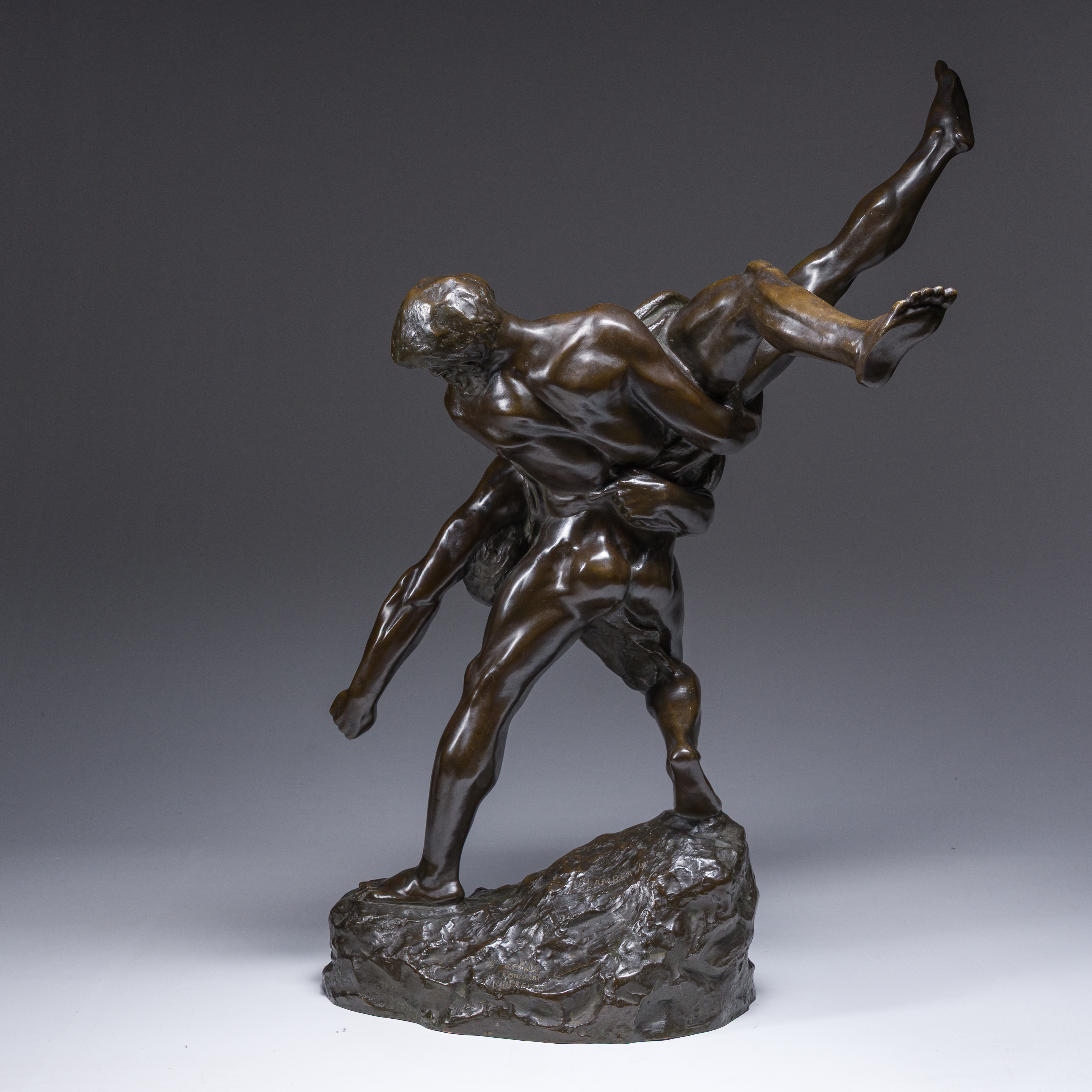 Jef Lambeaux (1852-1908): The wrestlers, brown patinated bronze ...