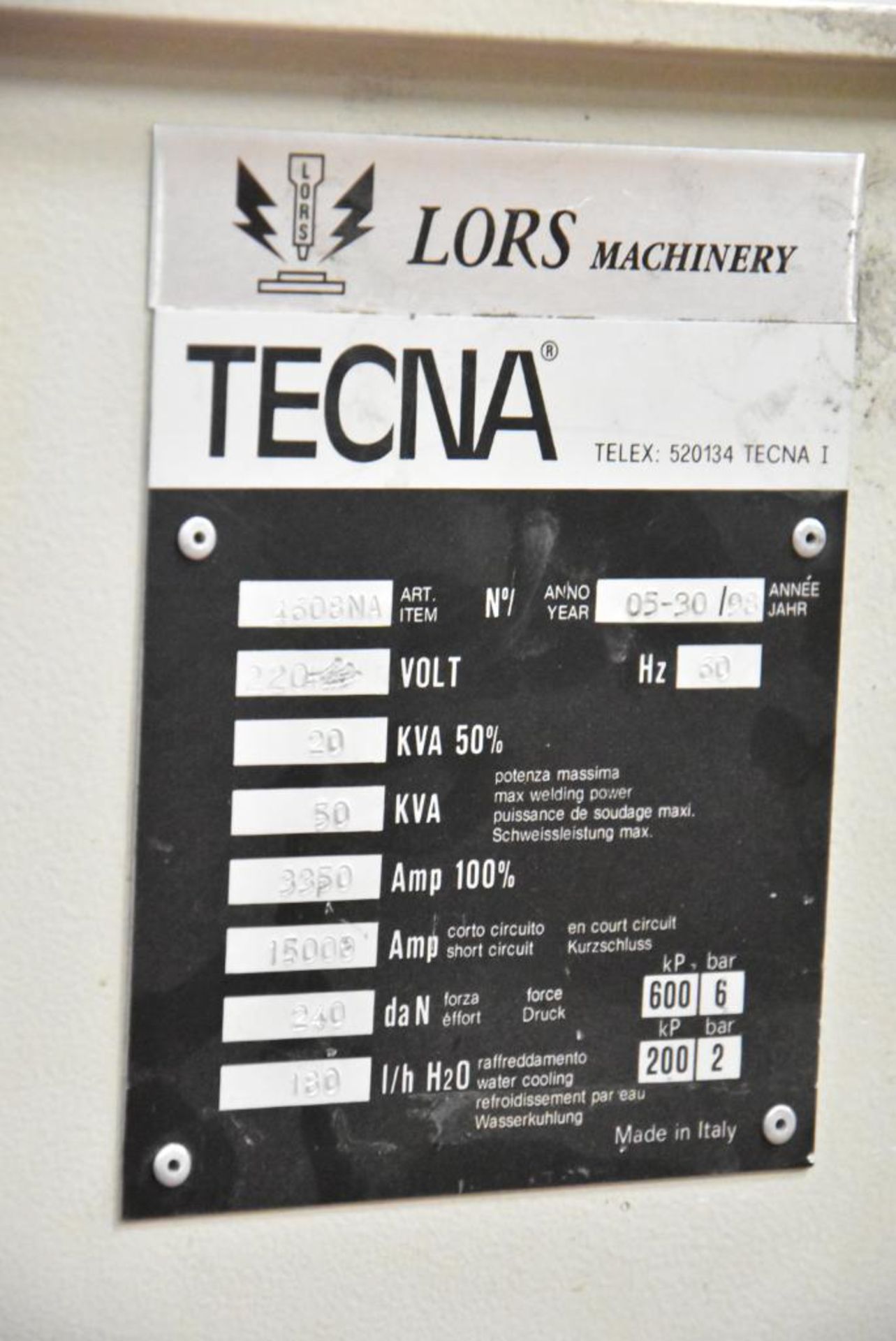 TECHNA 150SNA 50 KVA SPOT WELDER WITH TE 90 MARK II DIGITAL CONTROL, S ...
