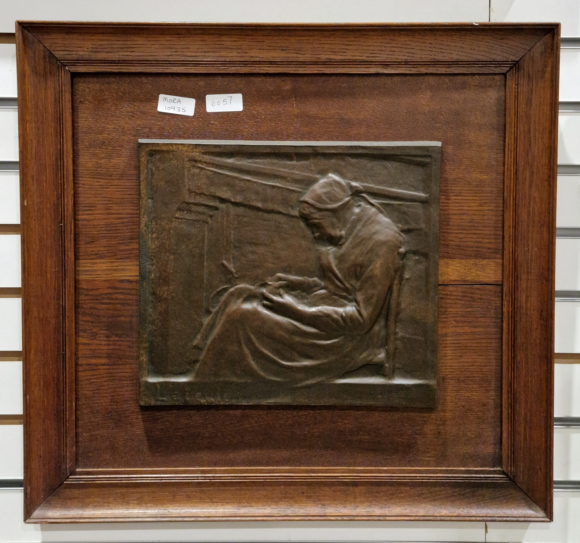 Godefroid Devreese (1861-1941) bronze relief plaque depicting a seated ...