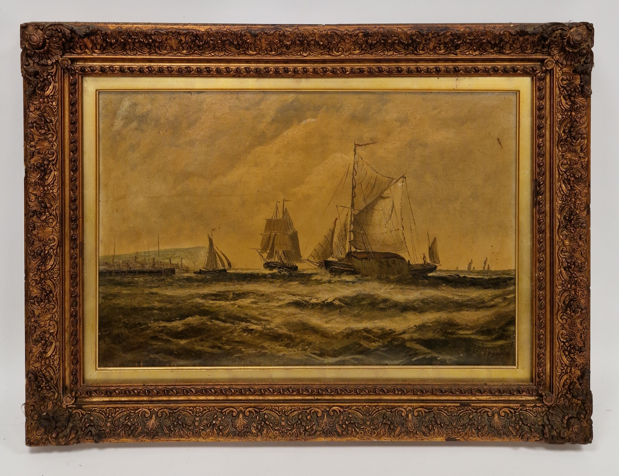 Edwin Hayes RHA (Irish, 1819/20-1904) Oil on canvas Maritime scene with ...