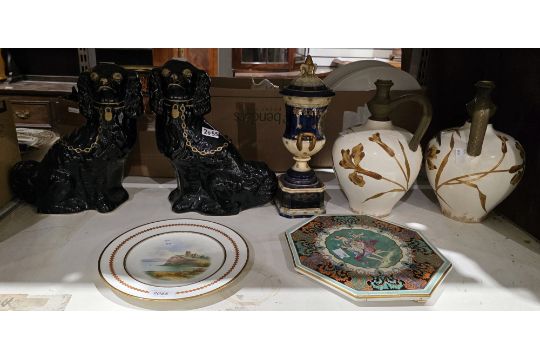 Cauldon ware china plate, pair black and gilt Staffordshire-style ...