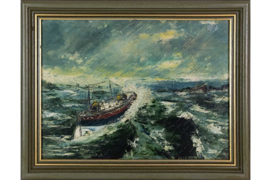 Nigel HALLARD (1936-2020) A Lifeboat Rescue Oil on canvas backed onto ...