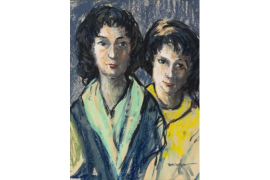 Donald MCINTYRE (1923-2009) Portrait of Two Young Women Pastel and ...