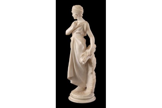 Unclearly signed, alabaster sculpture of a lady, Florence, Italy, 75 cm ...