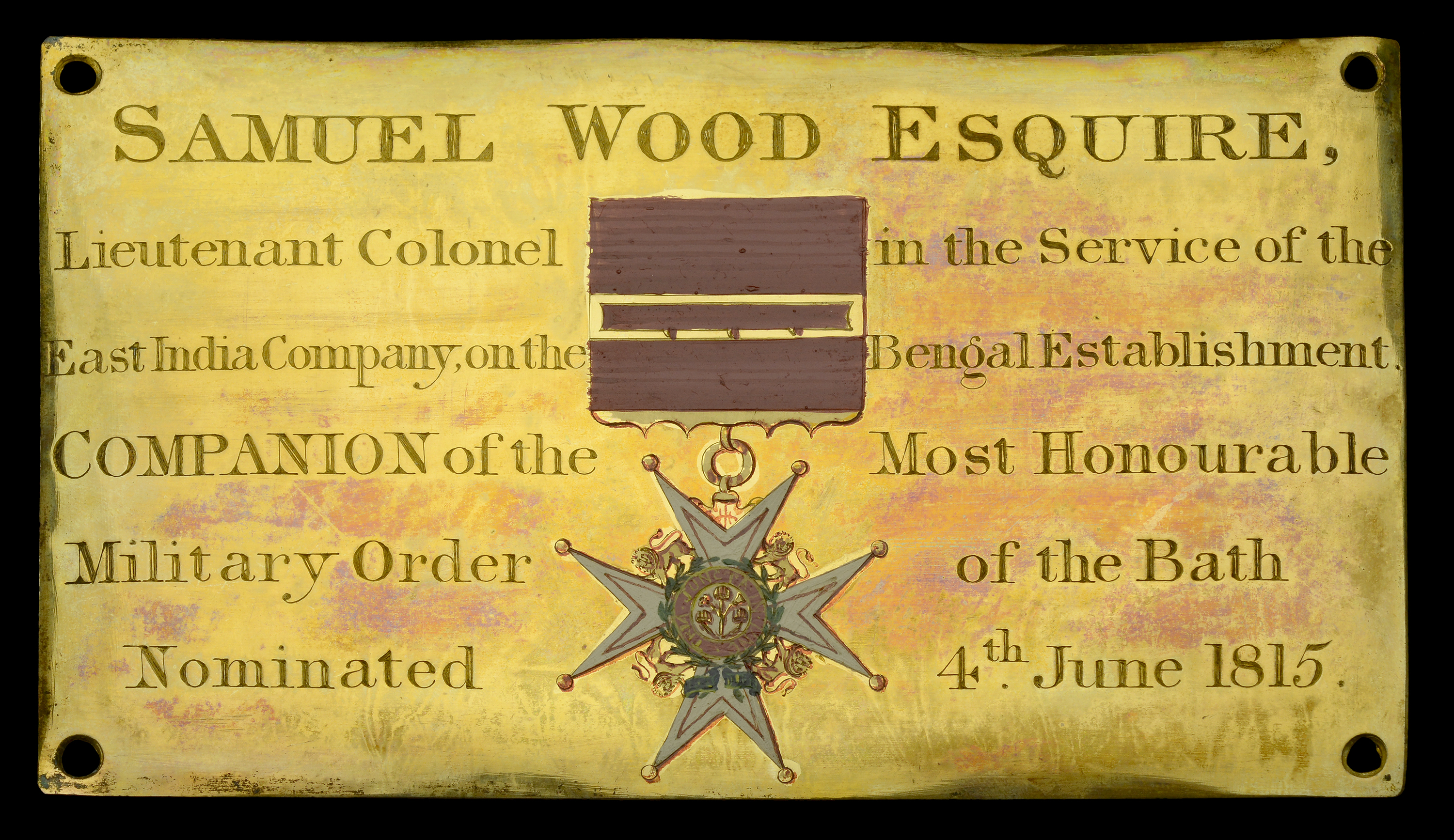 The Westminster Abbey Chapel Stall Plate of Lieutenant-Colonel Samuel ...