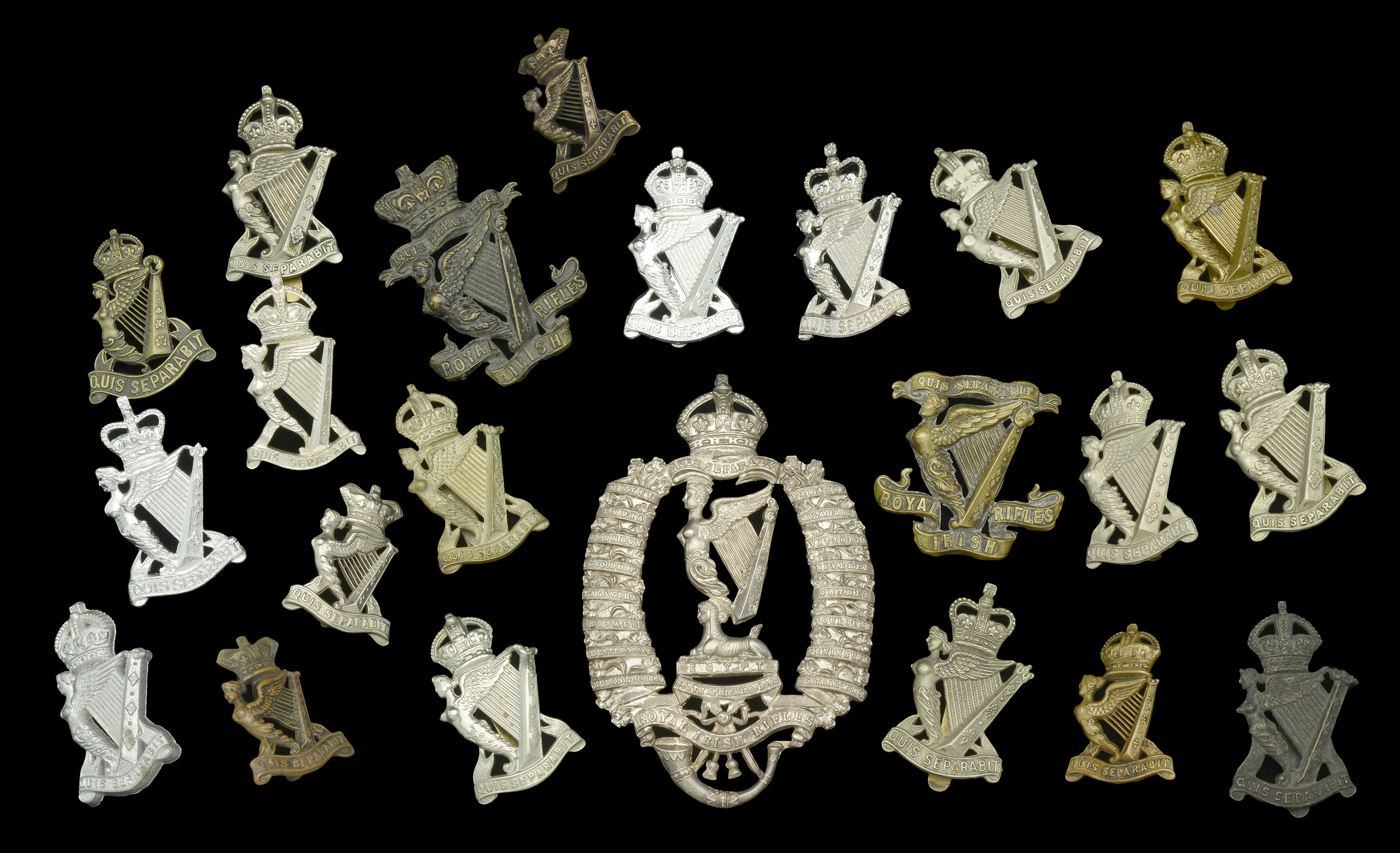 Royal Irish Rifles assorted Badges. A very good selection of Officer’s ...